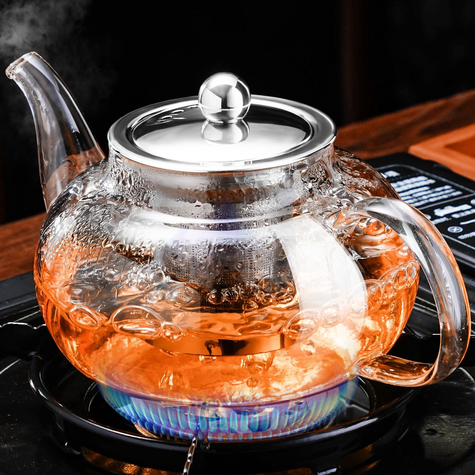 Amazon.com: HIWARE 1000ml Glass Teapot with Removable Infuser, Stovetop ...