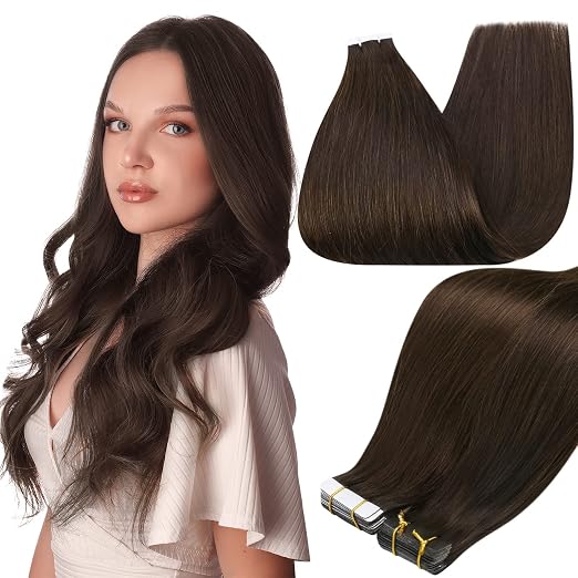 Amazon.com : Full Shine Tape Extensions Human Hair Straight Tape in ...