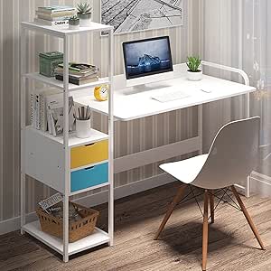 Amazon.com: ALEEIK Computer Desk 48" with Drawer & Storage Shelves ...