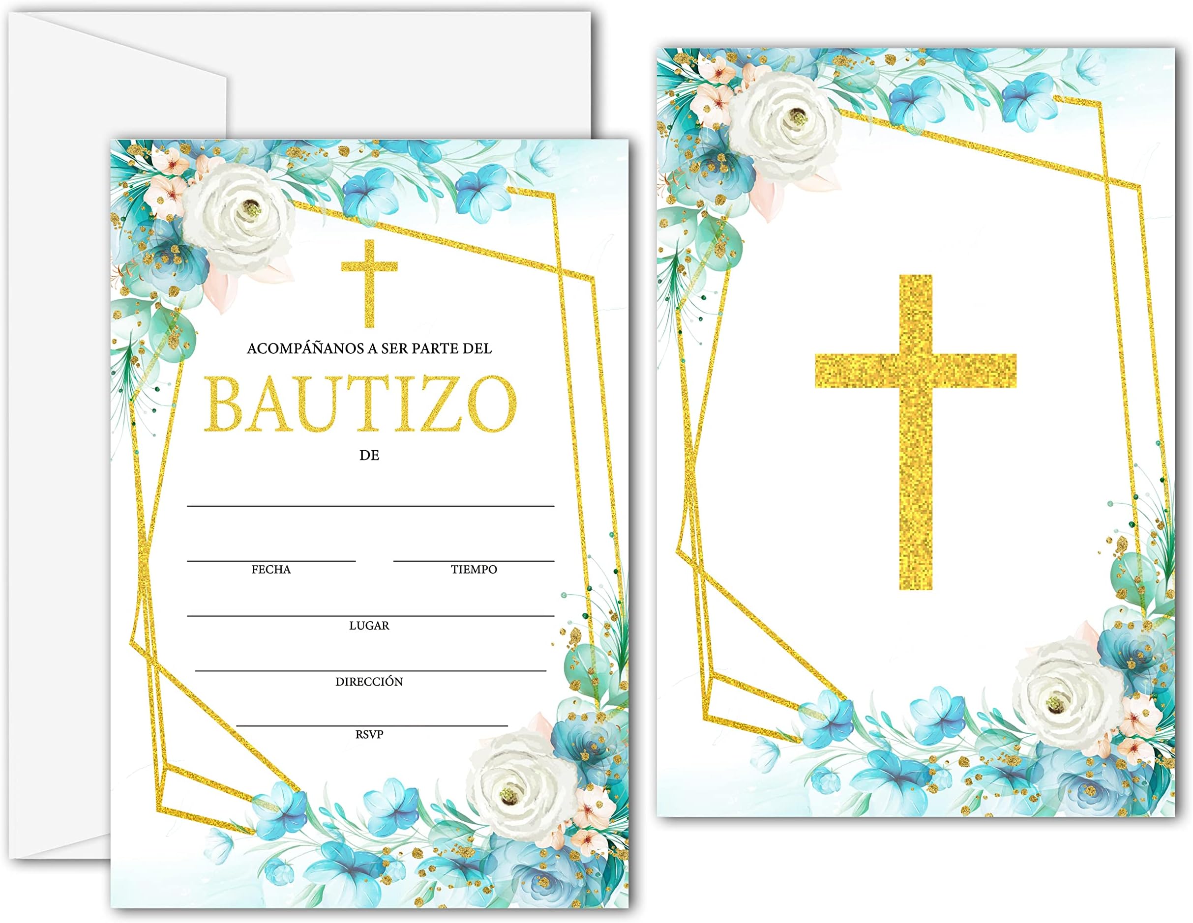 Amazon.com : Baptism Invitations, Watercolor Greenery Floral Baptism ...