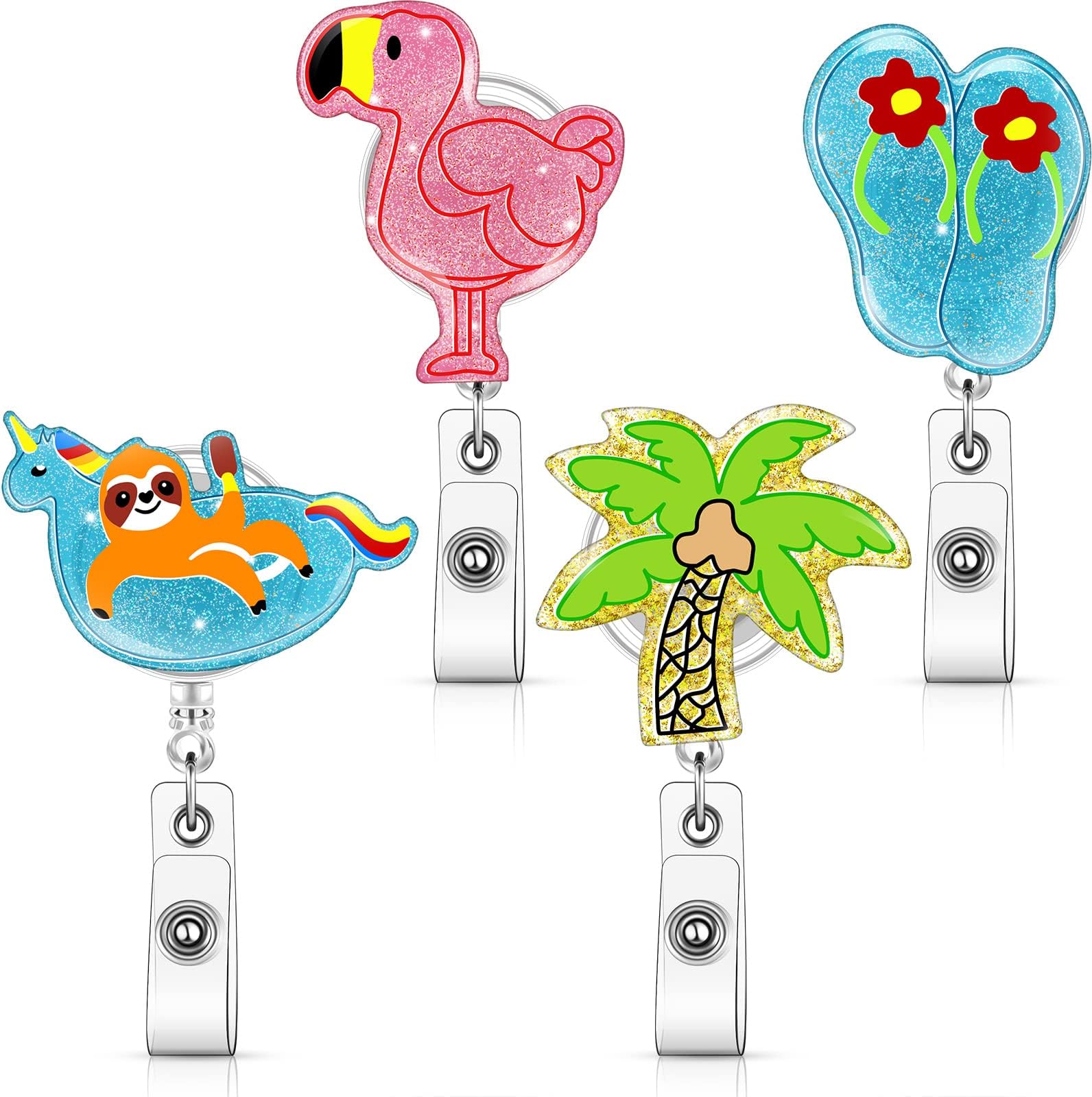 Amazon.com : 24 Pcs Summer Badge Reel Felt Retractable Badge Reel ...