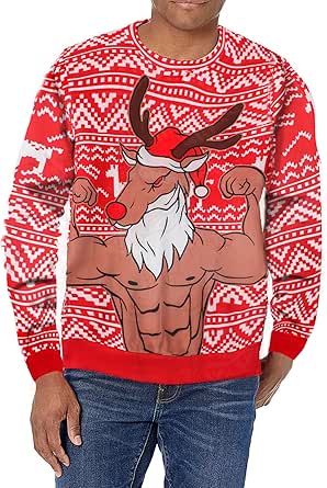 Christmas Sweater Men Long Sleeve Print Mens Christmas Sweater Funny ...