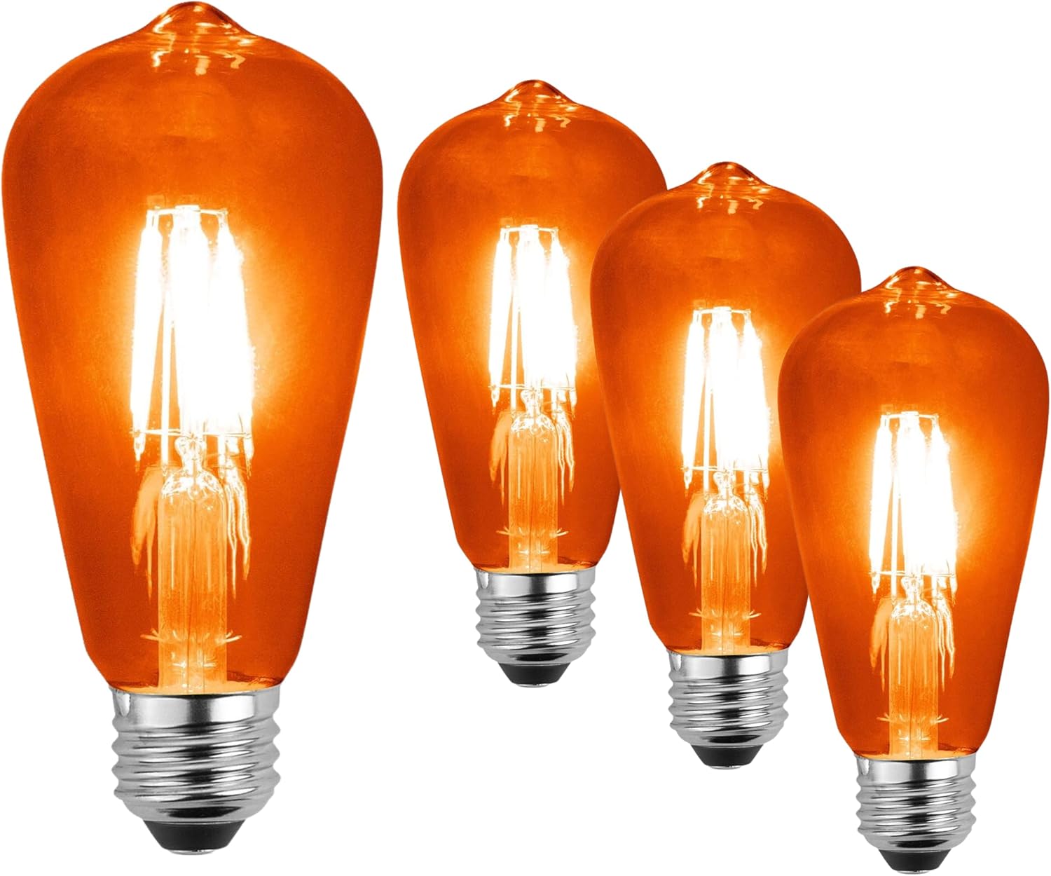 SleekLighting LED 4Watt Filament ST64 Orange Colored Light Bulbs – UL ...