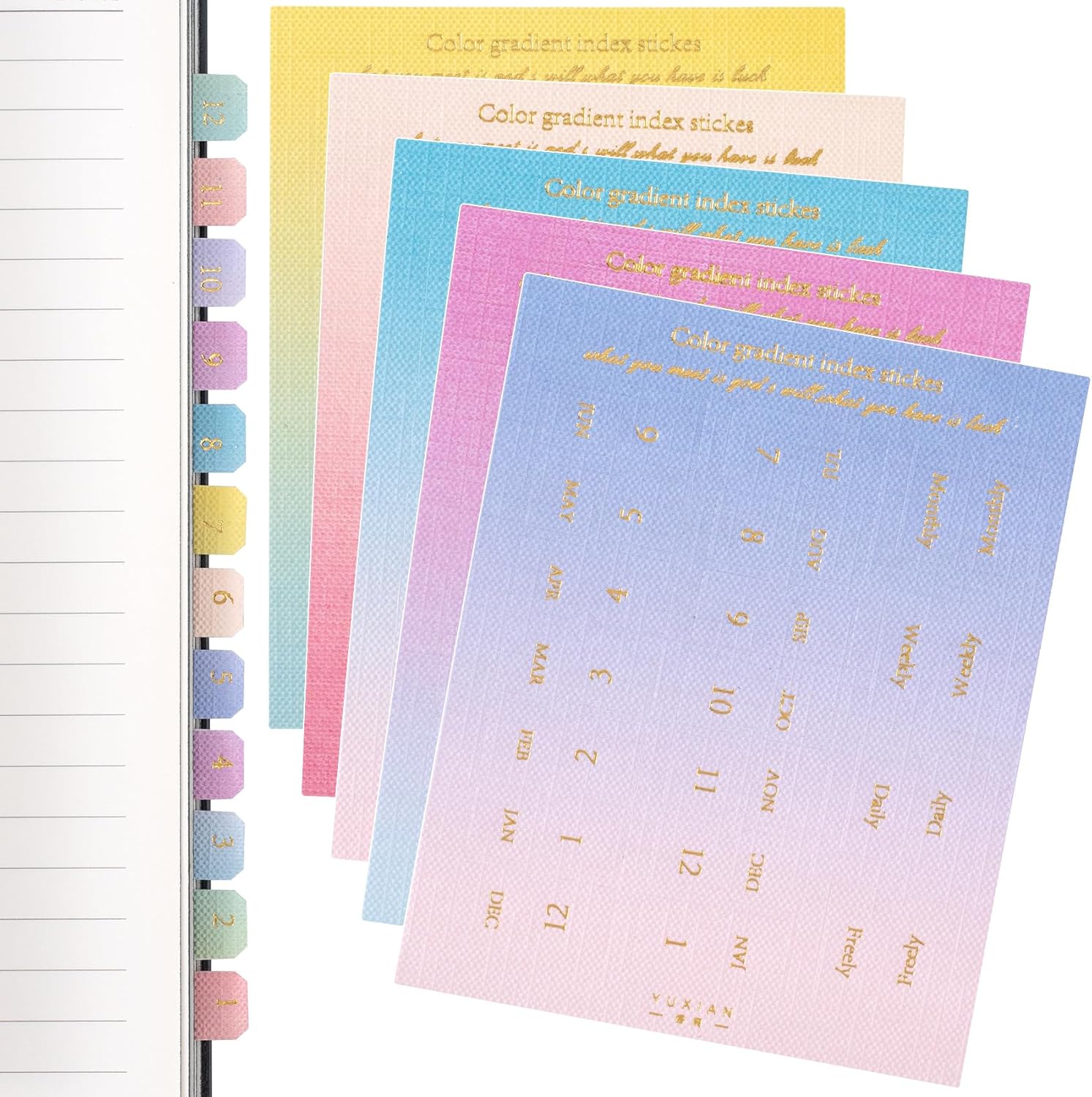 Amazon.com : OIIKI 20 Sheet Monthly Tabs for Planner, Multicolored ...