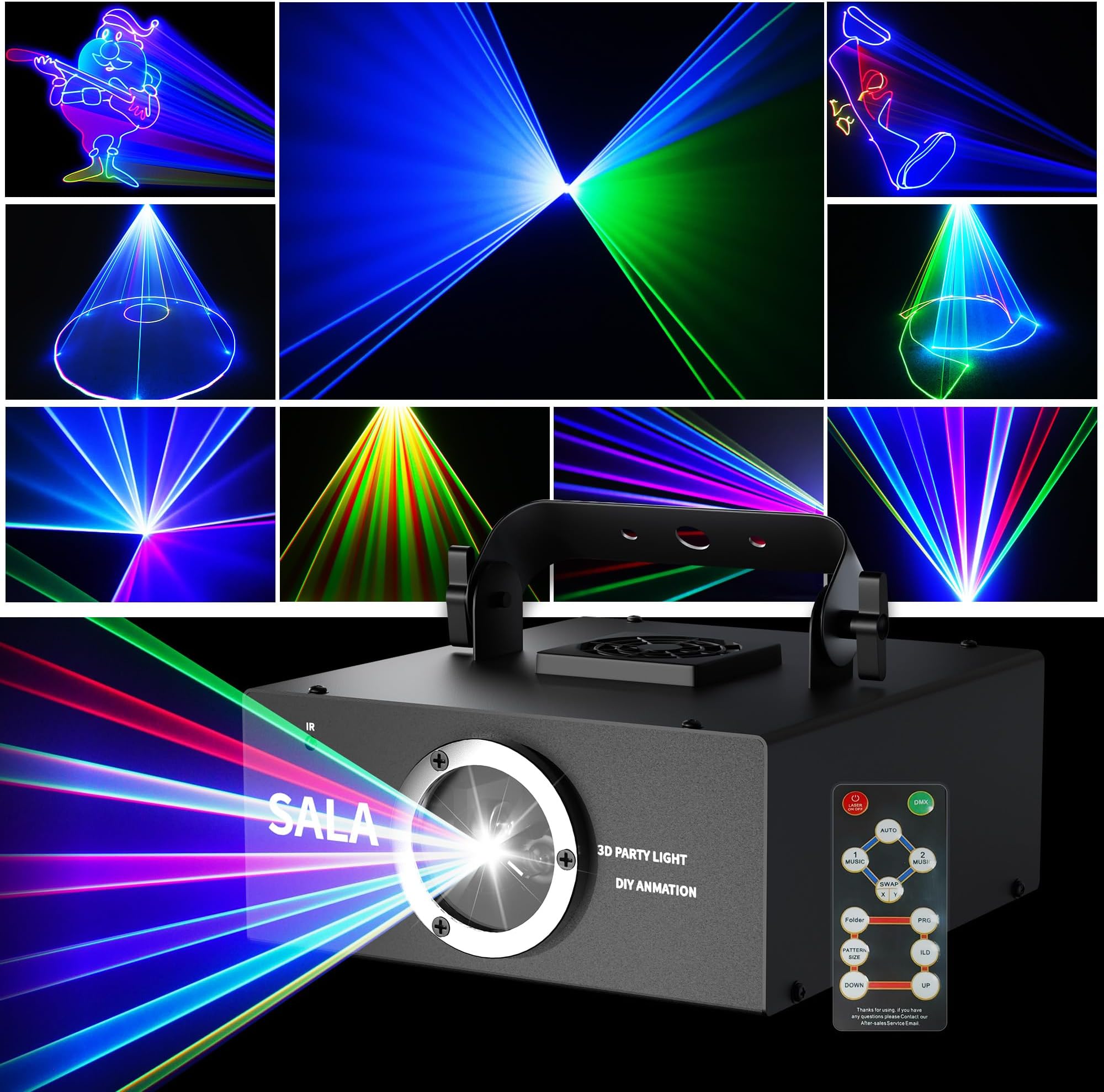 Amazon.com: DJ Laser Light for Party, 3D Animation Loop, Full RGB Color ...