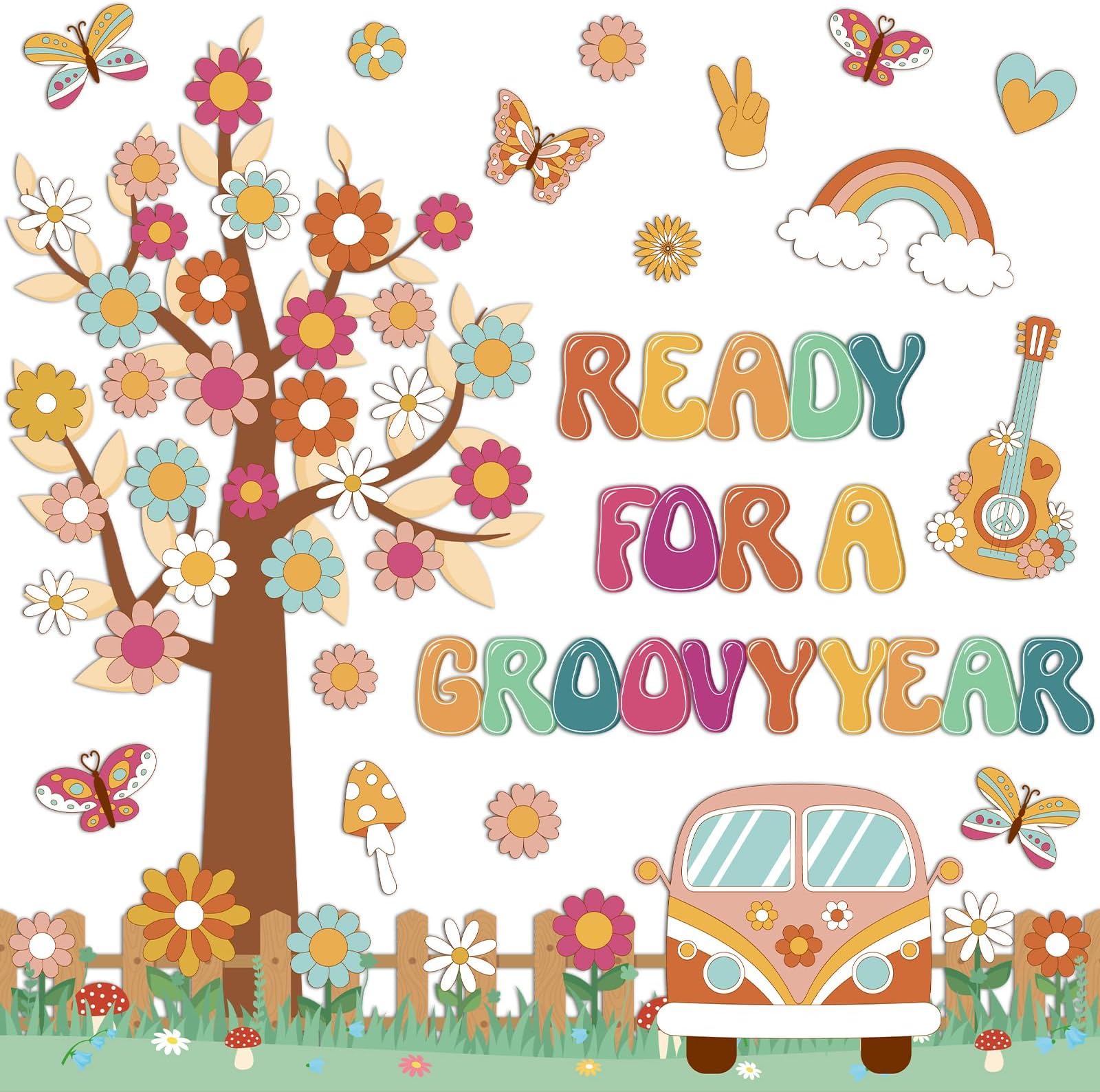 Amazon.com: AnyDesign 59Pcs Retro Boho Classroom Bulletin Board ...