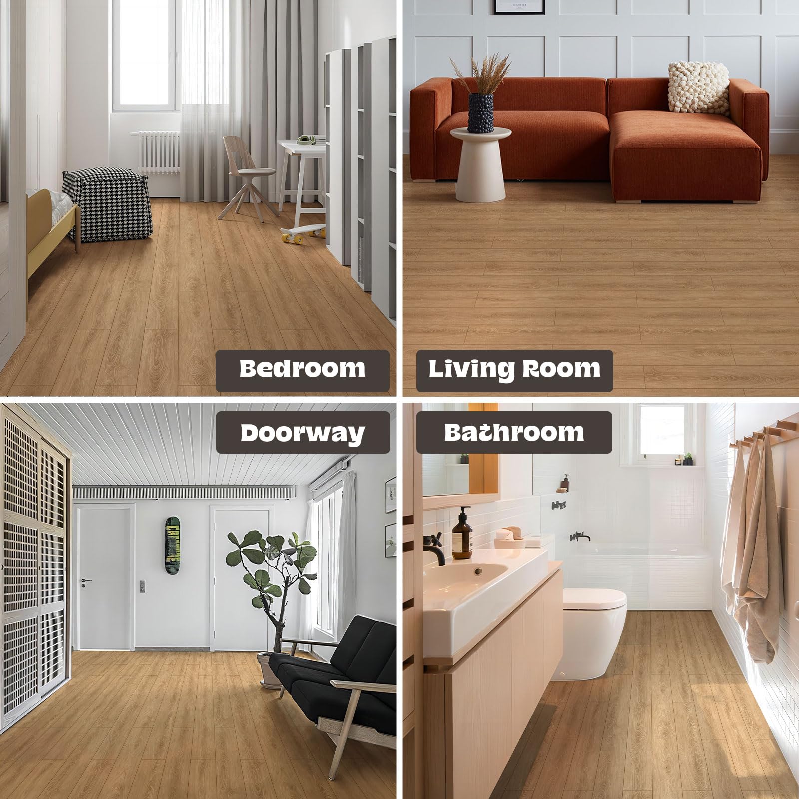 Oxdigi Peel and Stick Floor Tile 36" x 6"x 12 Packs/ 18 Sq.Ft, Thicken ...