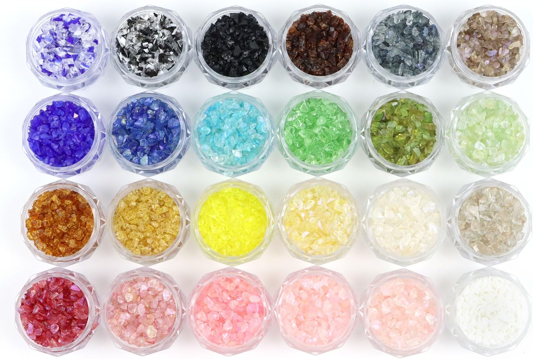 Amazon.com: 24 Colors Crushed Glass for Crafts, Crushed Glass Glitter ...