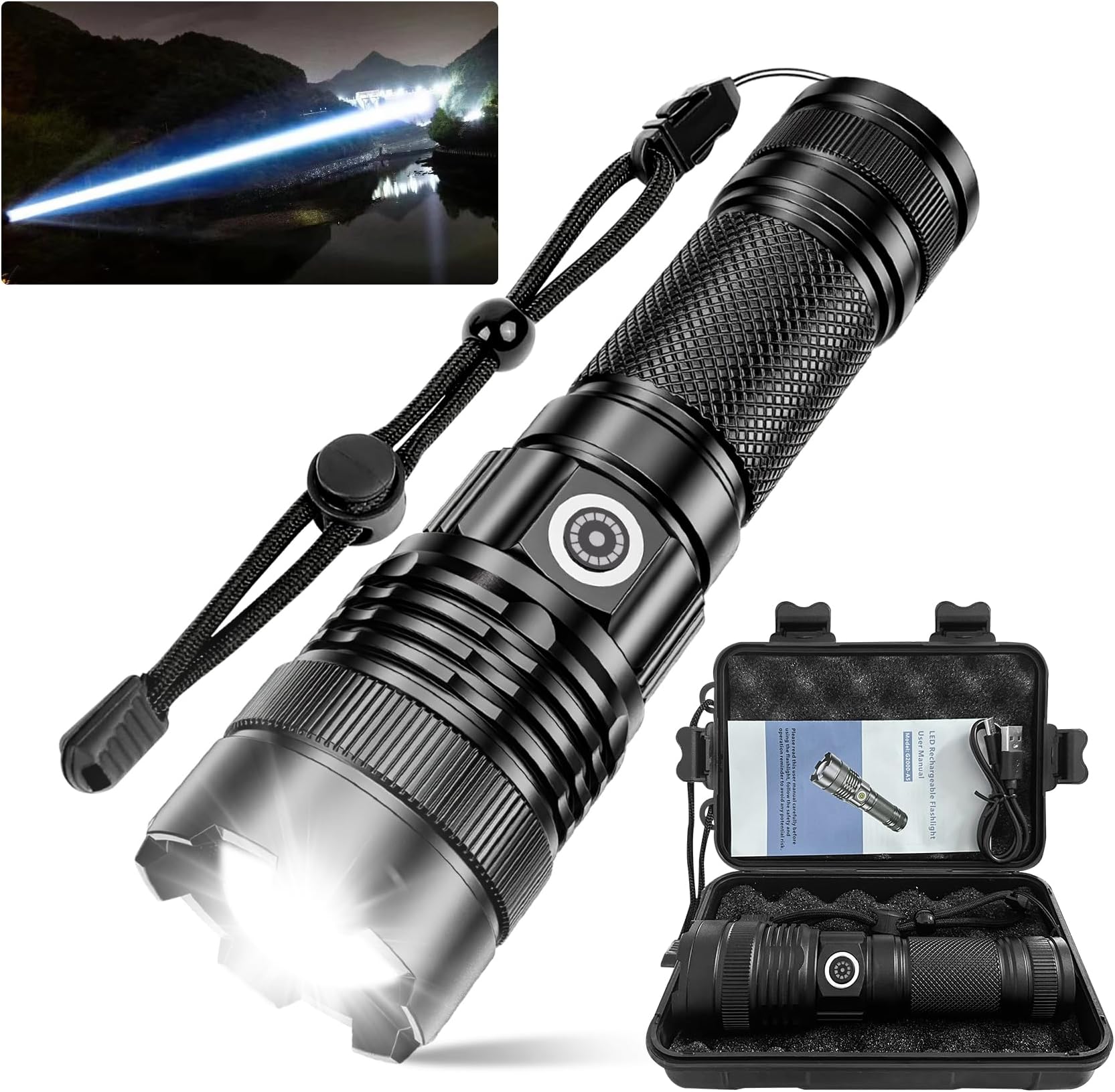 Annteneo Flashlights Rechargeable, 10000L High Lumens Tactical ...