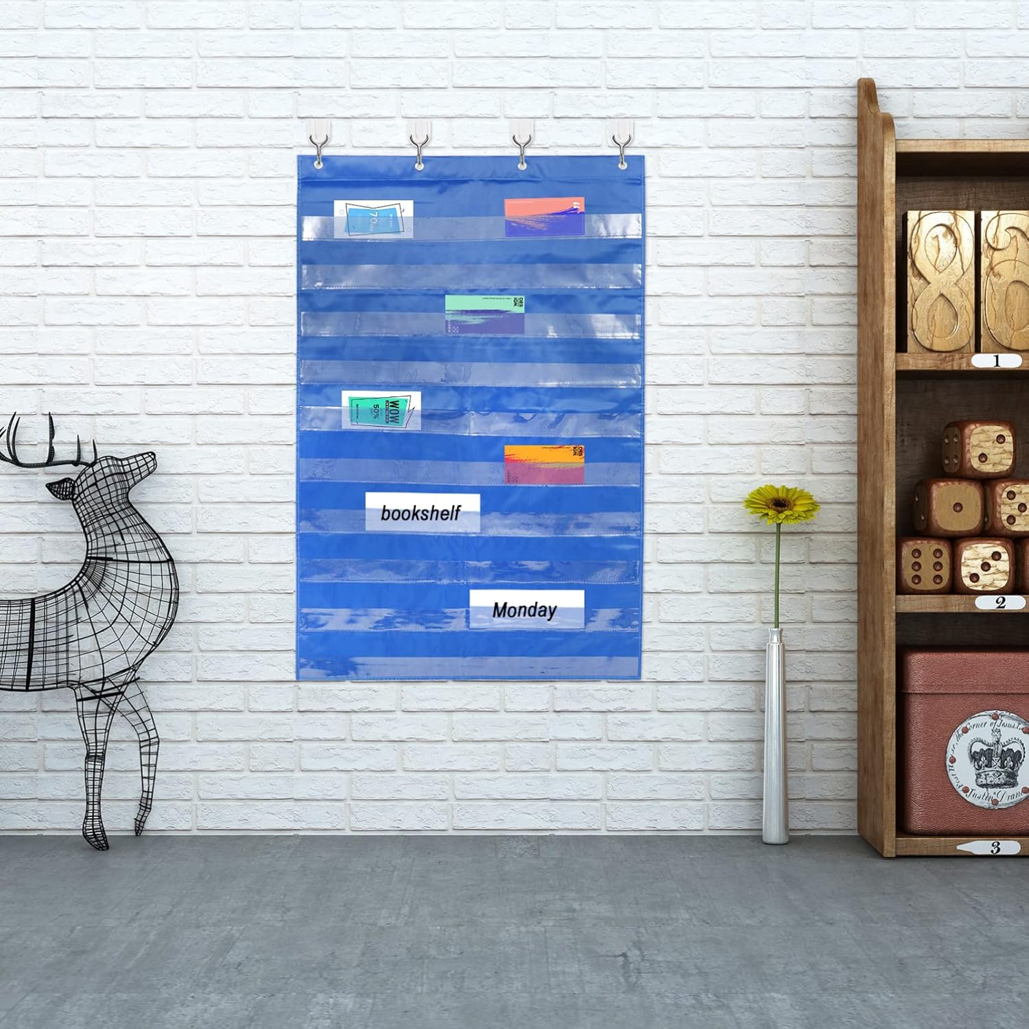 Toddmomy Pocket Charts Clear 10 Pockets Chart Hanging Pocket Chart for ...