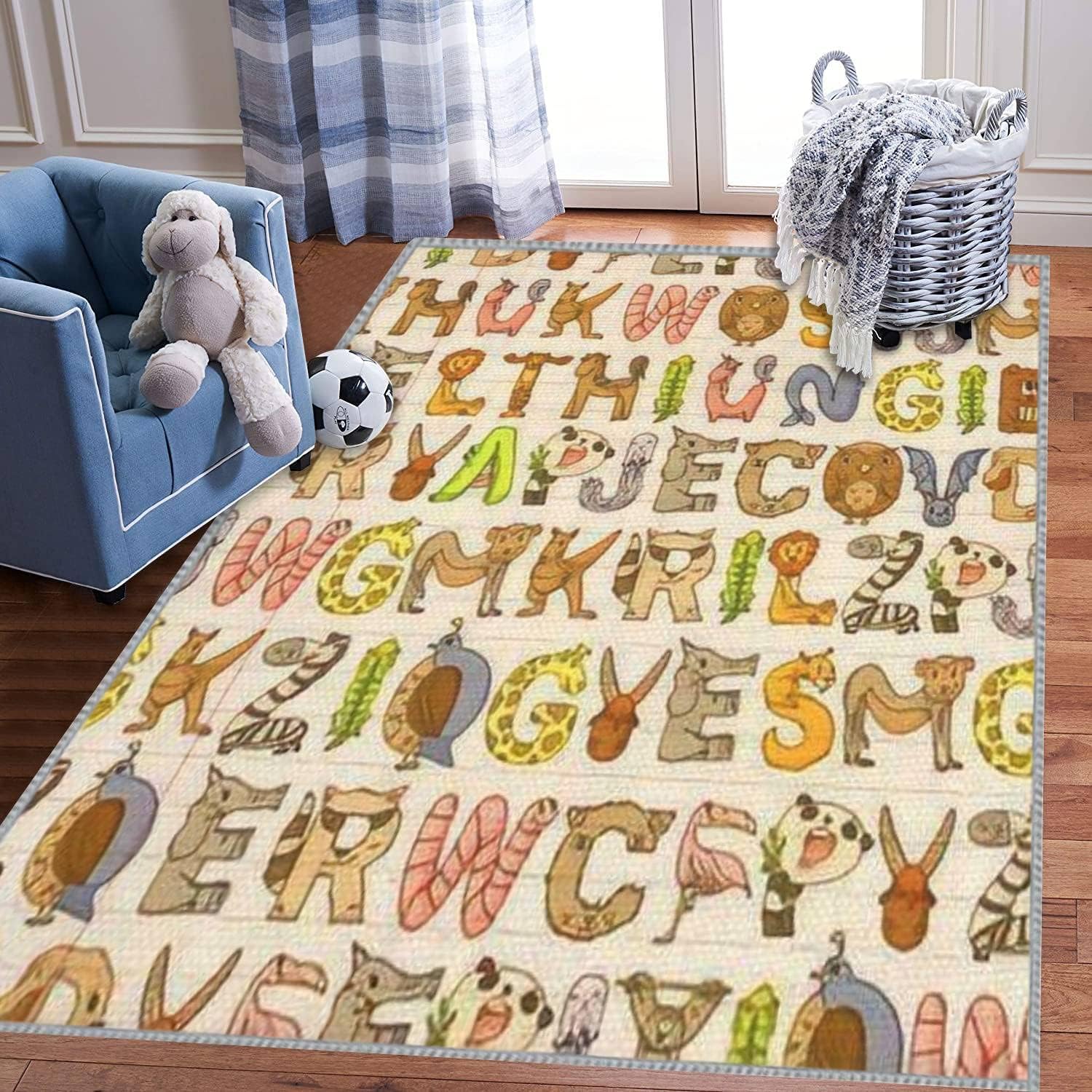 Amazon.com: Kids Play Area Rugs Animal Alphabet Zoo Alphabet Letters ...