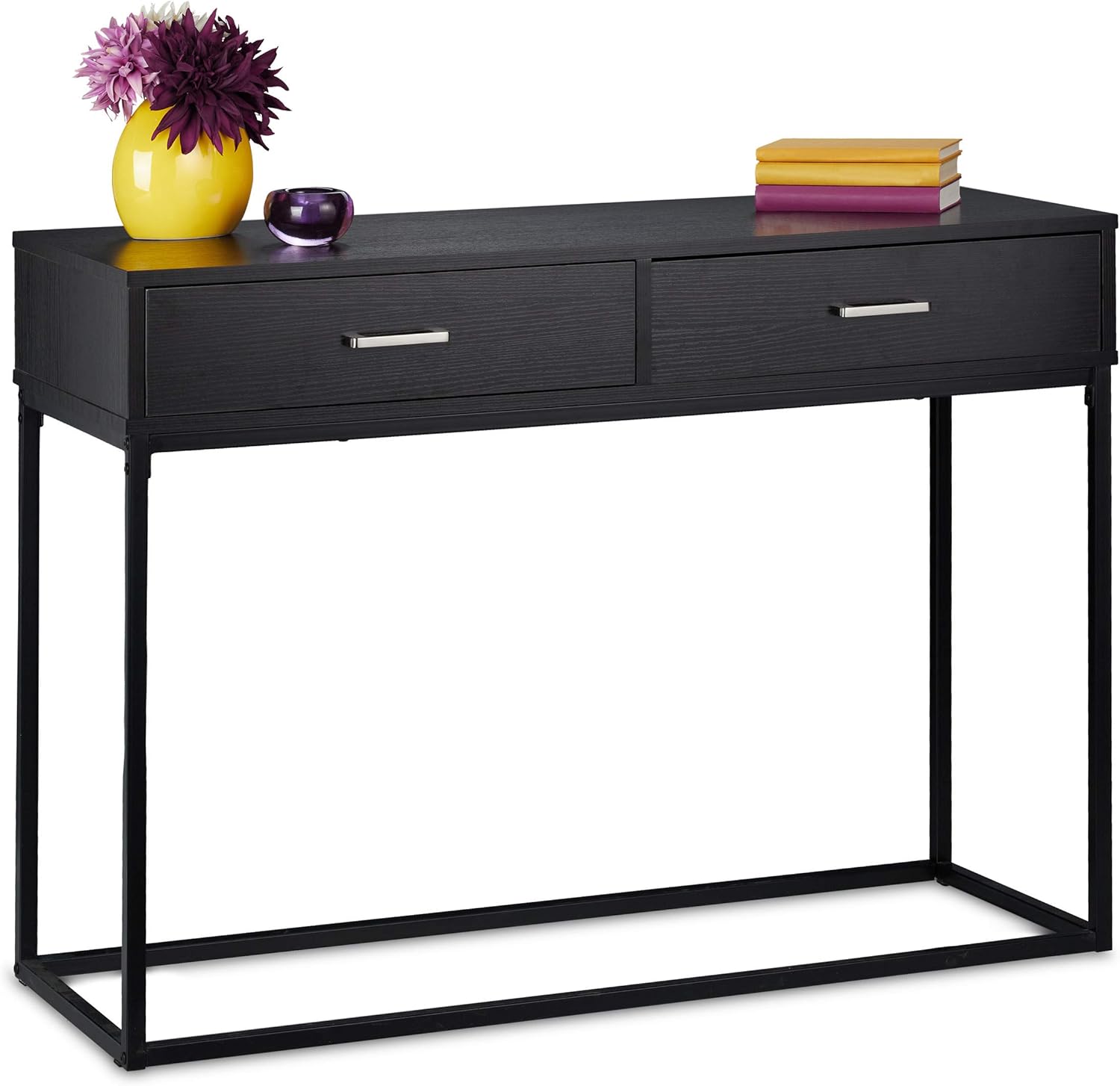 Amazon.de: Relaxdays Konsolentisch, Flurtisch mit 2 Schubladen, HBT: 80x110x40 cm, schmaler ...