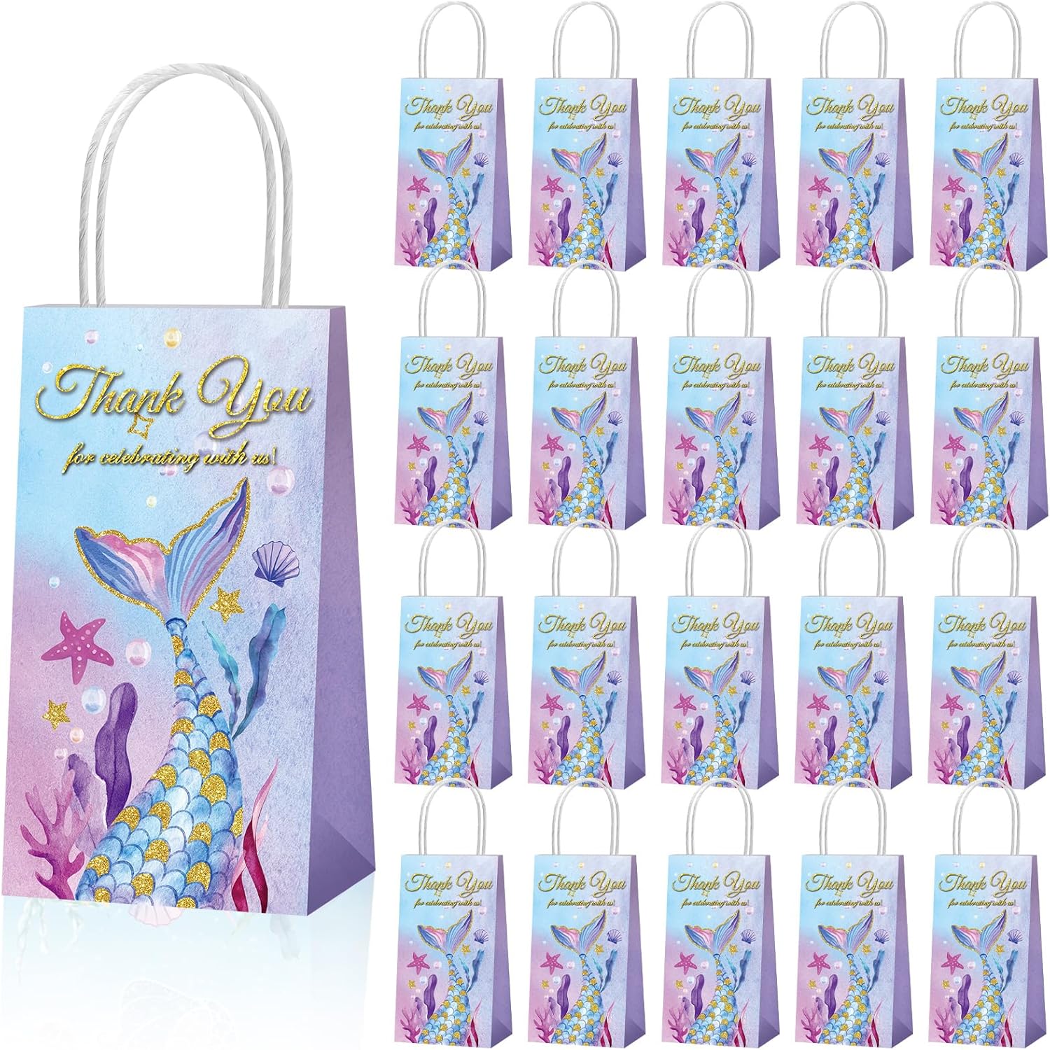 Amazon.com: Fumete 20 Pcs Mermaid Gift Bags Mermaid Party Favor Bags ...