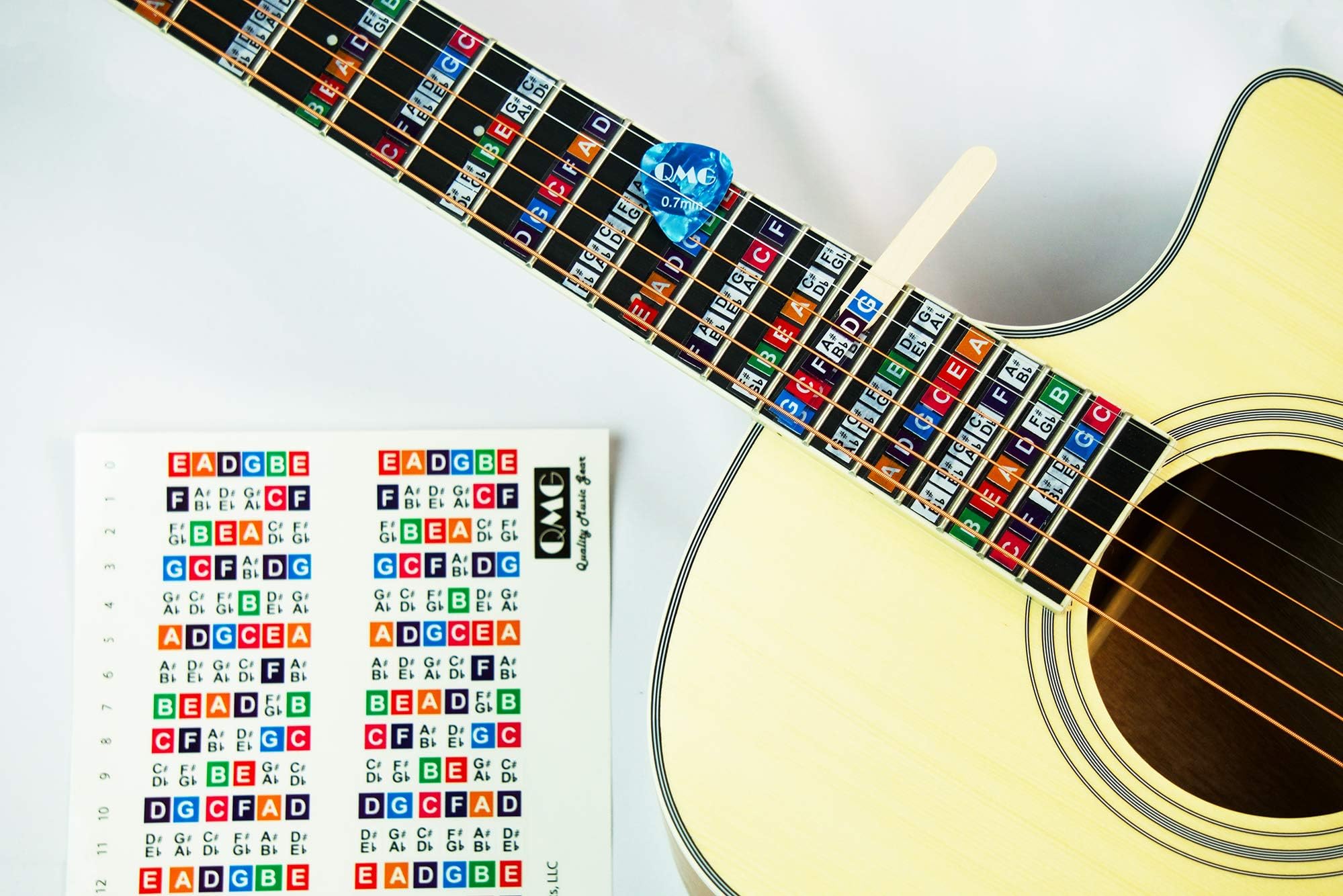 Amazon.com: QMG Color Coded Guitar Fretboard Stickers, Learn to Play ...