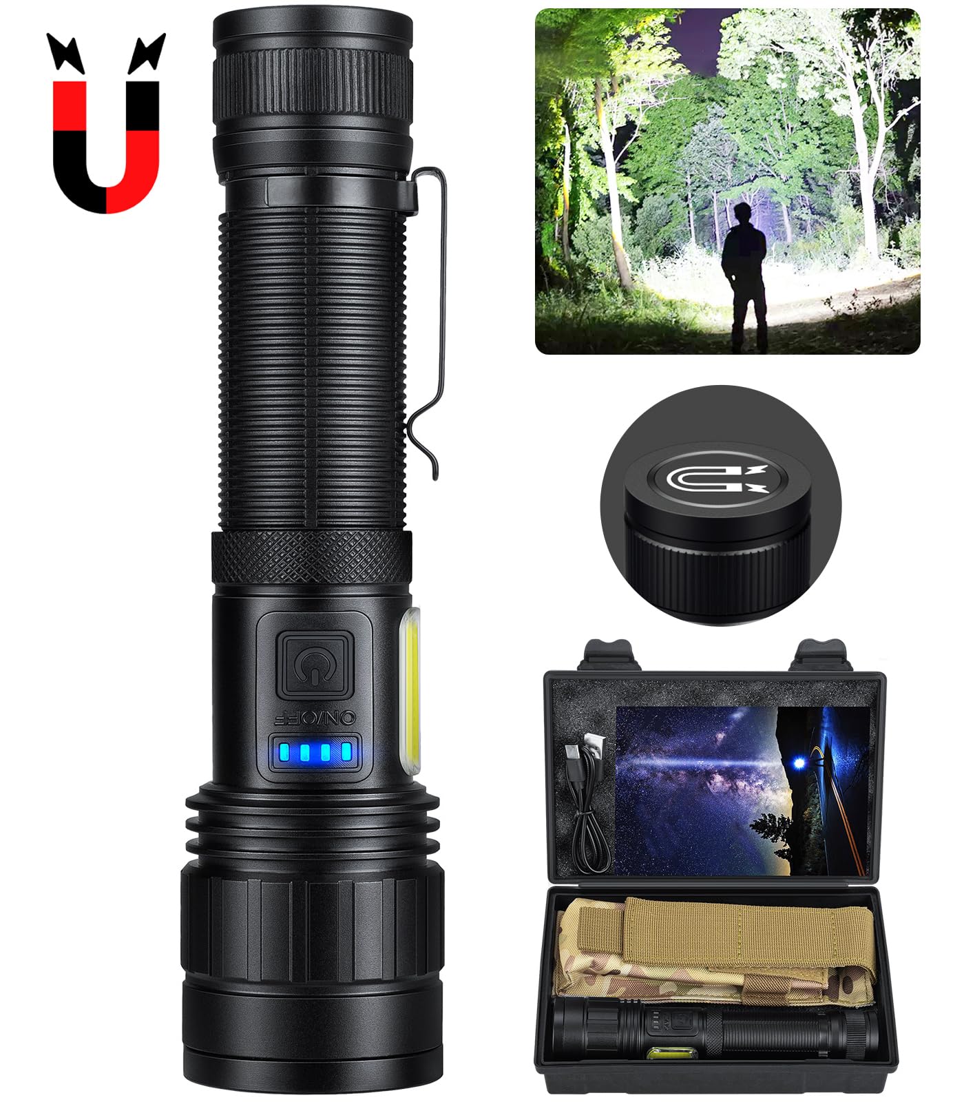 Buy BERCOL Rechargeable Flashlights High Lumen, 990,000 Lumens Super ...