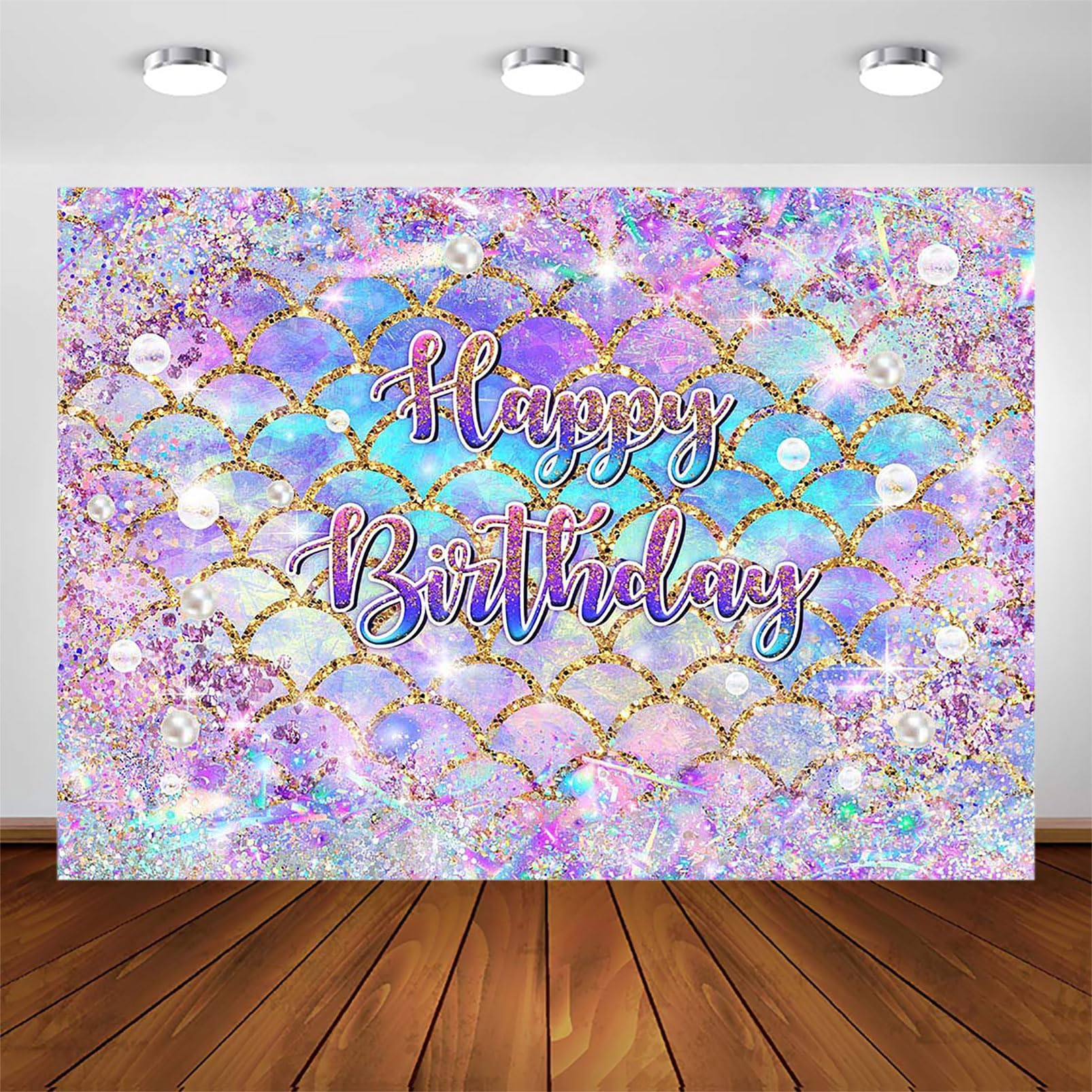 Amazon.com : Mocsicka Mermaid Birthday Backdrop Under The Sea Birthday ...