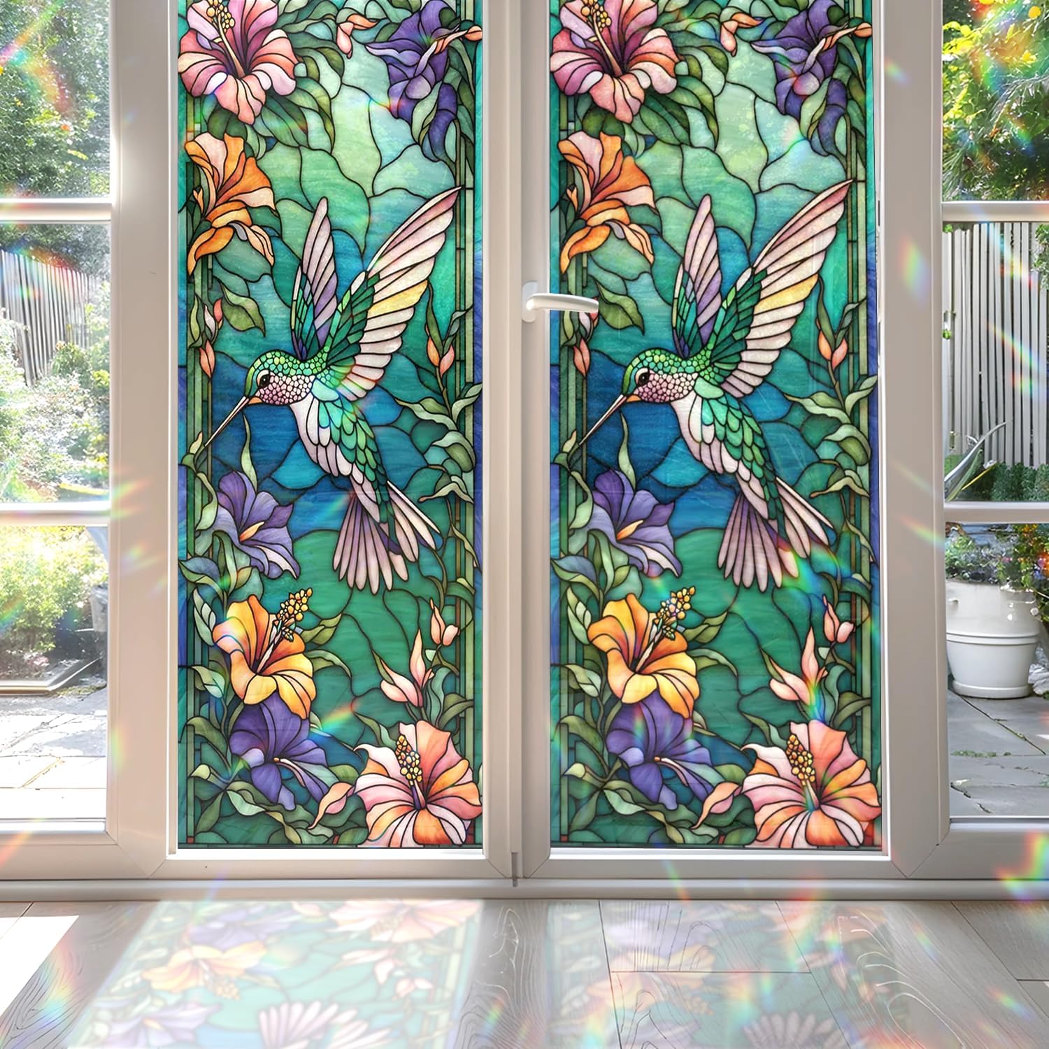 Amazon.com: Hummingbird Stained Glass Window Film, Decorative ...