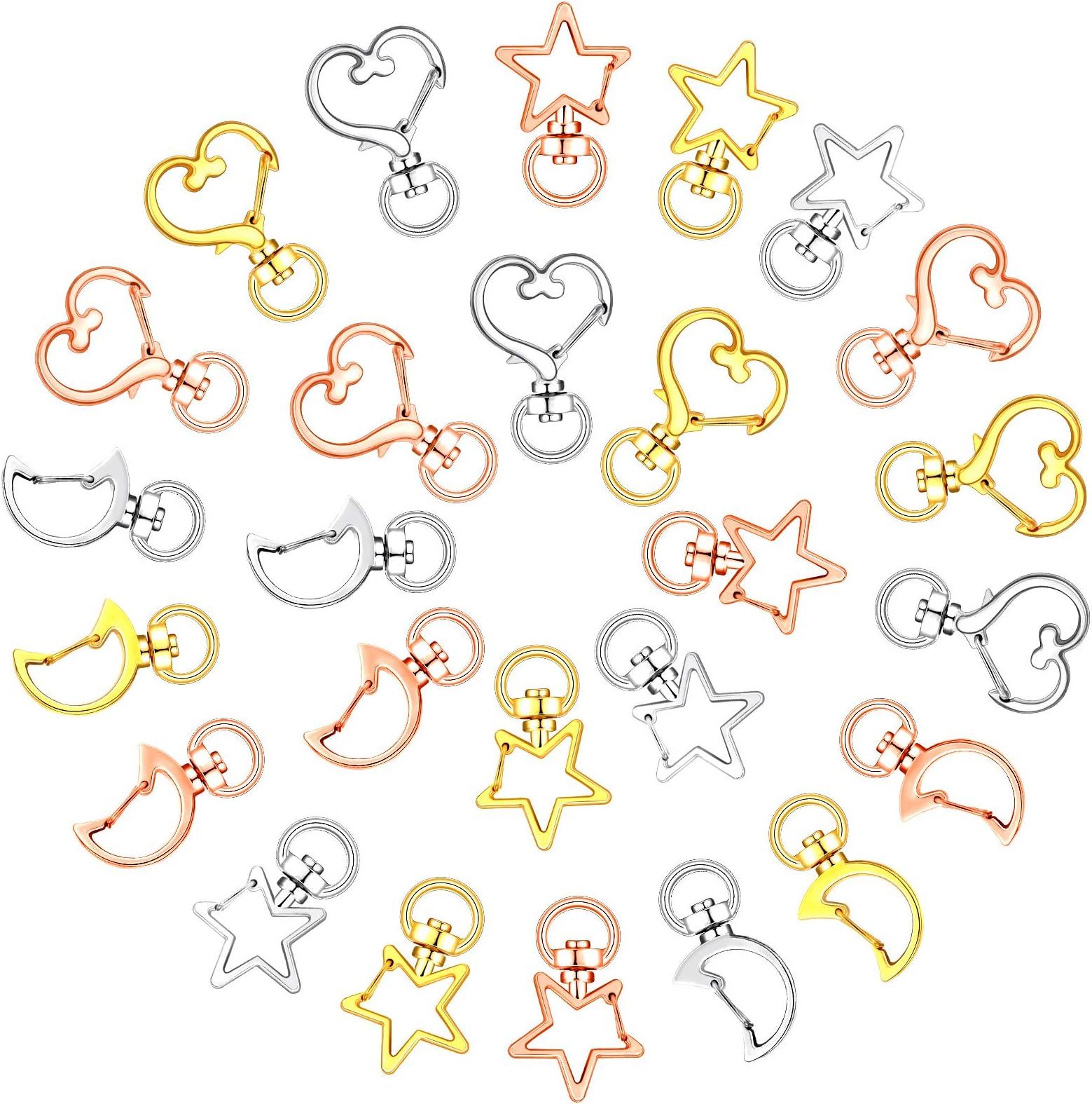 Amazon.com: Star Shape Spring Snap Keychain for DIY Crafts Jewelry ...