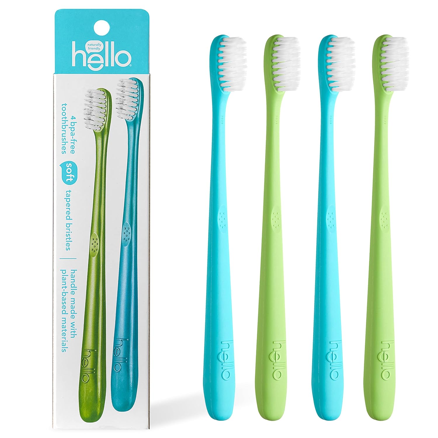 Amazon.com : hello Blue & Green Soft Toothbrush, BPA-Free, Made from ...