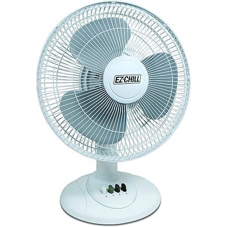 Amazon.com: EZ-CHILL 12” 3-Speed Oscillating Table Fan with Adjustable ...