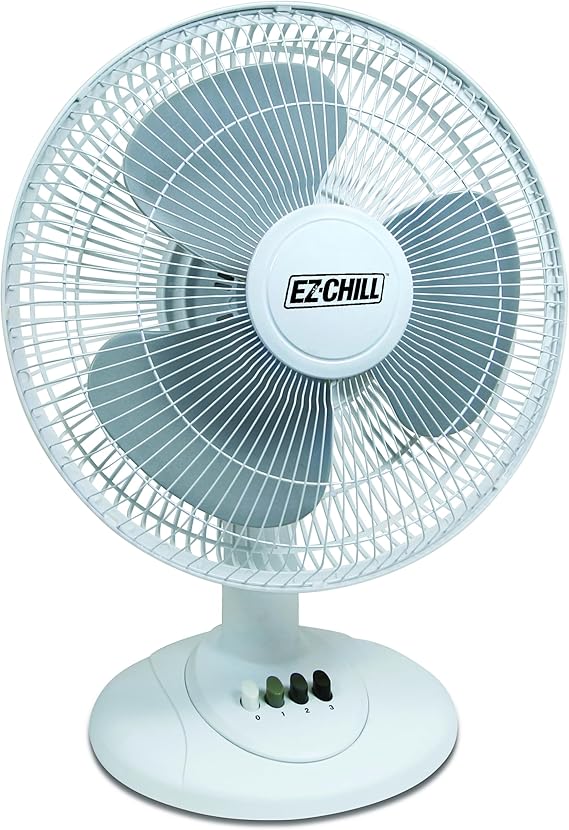 Amazon.com: EZ-Chill 12” 3-Speed Oscillating Table Fan with Adjustable ...