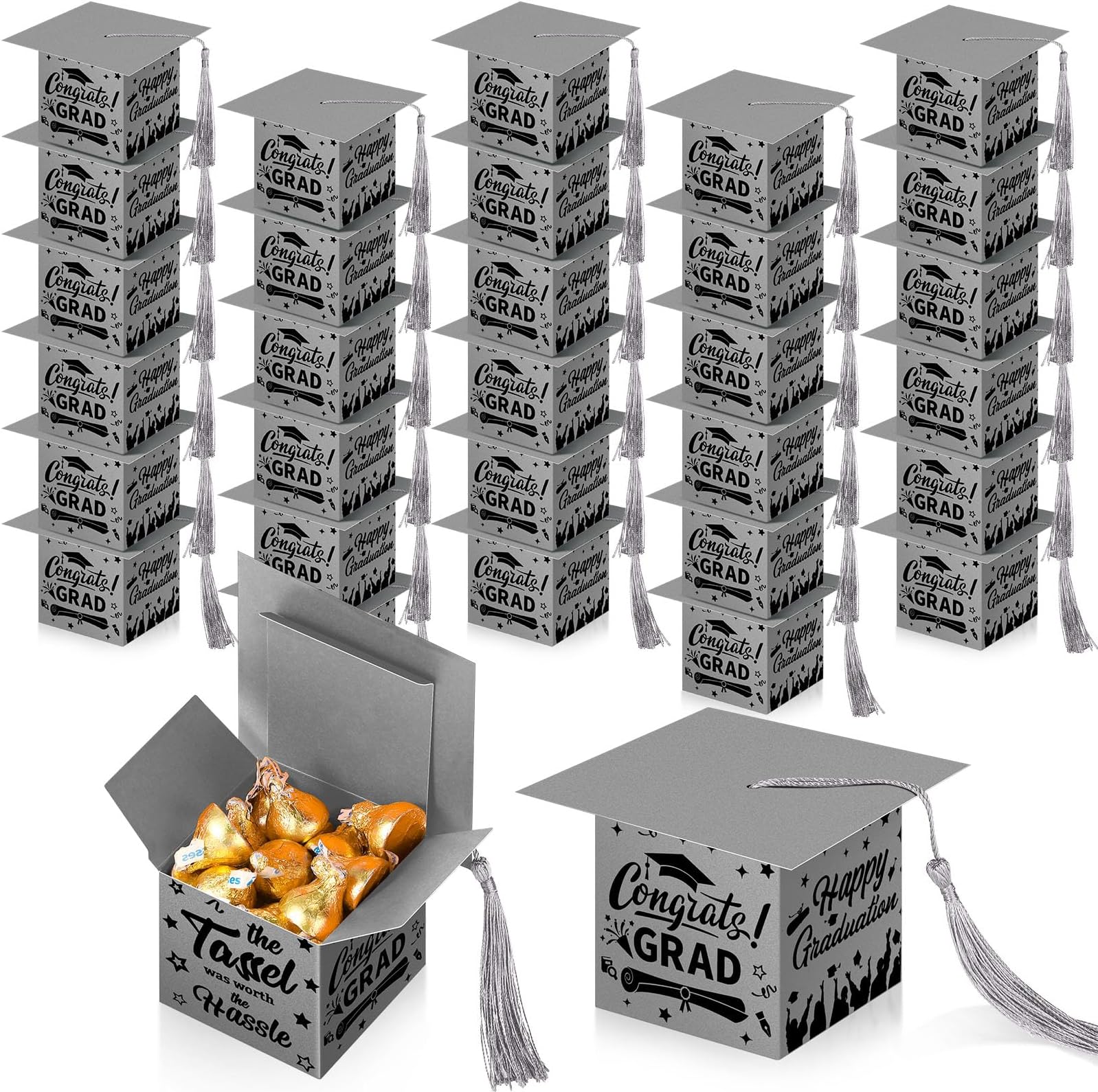 Amazon.com: TaoBary 30 Pcs Graduation Cap Candy Box with Tassel ...