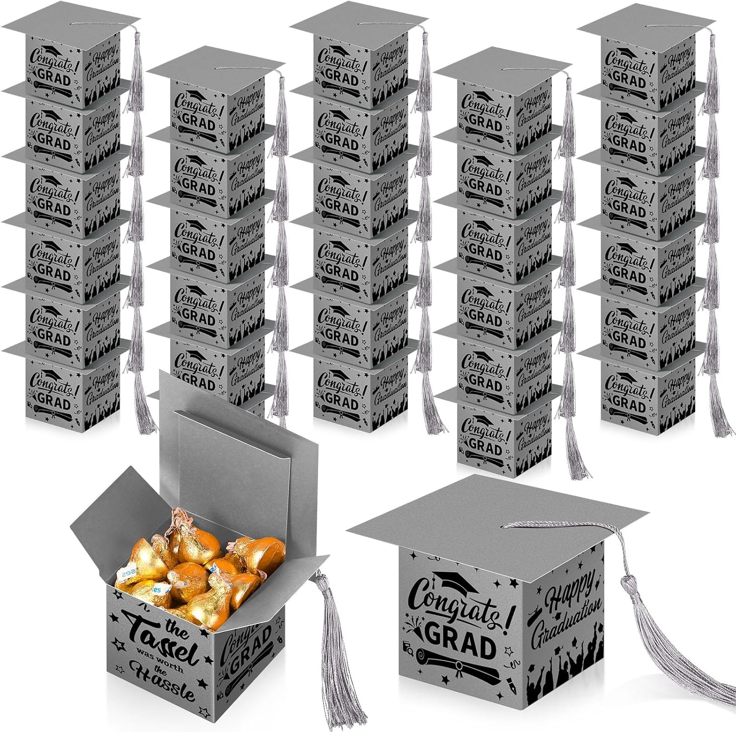 Amazon.com: TaoBary 30 Pcs Graduation Cap Candy Box with Tassel ...