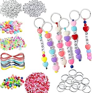 Amazon.com: 886 Pcs DIY Bead Keychain Making Kit Beadable Keychains Kit ...