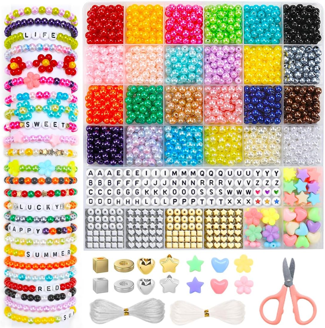 Amazon.com: IOOLEEM Pearl Beads Kit - 1500pcs 6mm Round Pearls ...