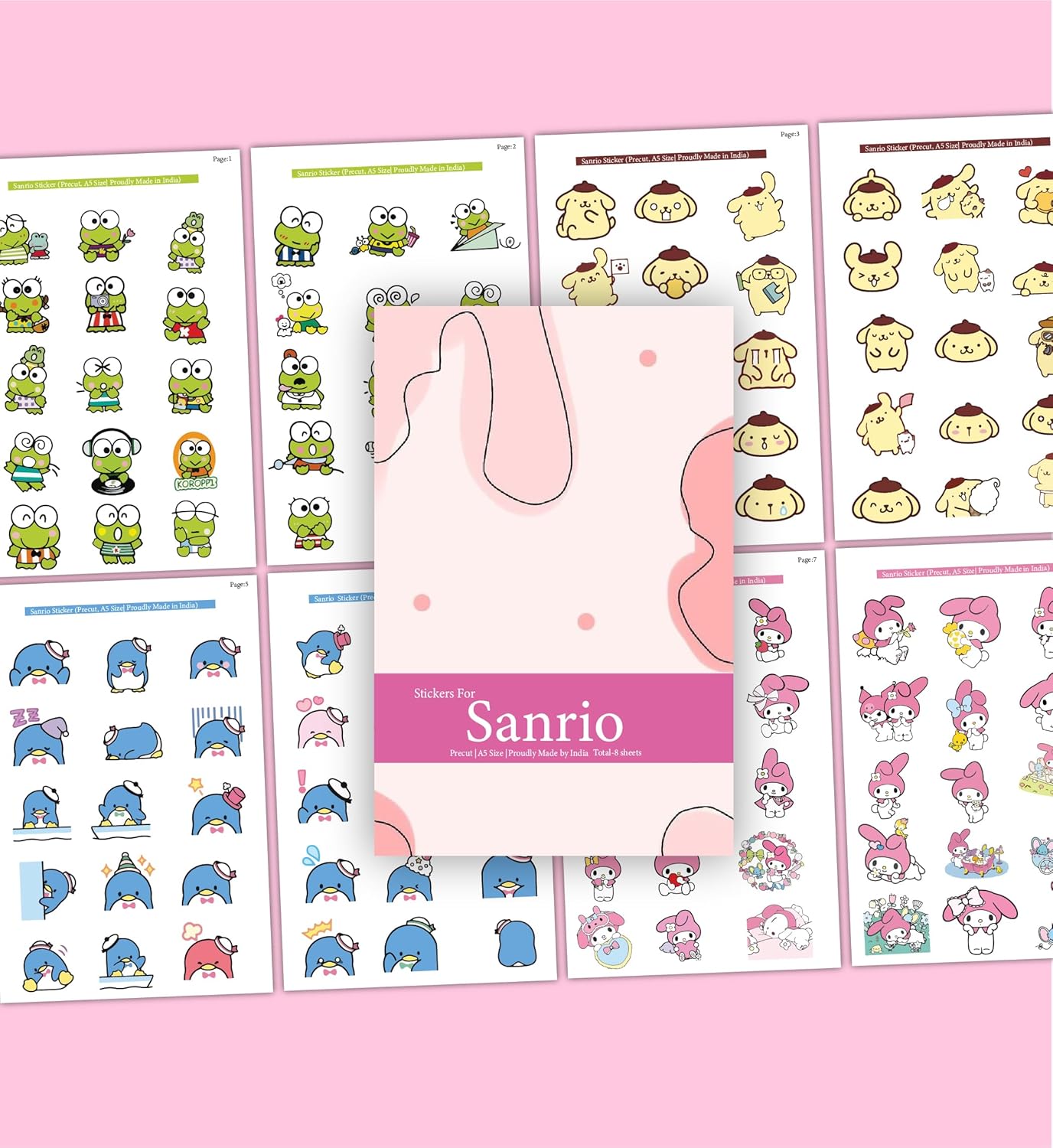 120 PCs Sanrio Stickers for Journal Laptop Kids Diary DIY Decor Kawaii ...