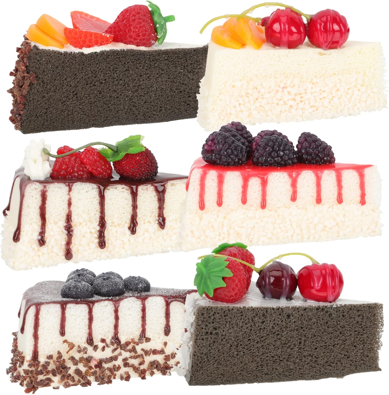 Amazon.com: Veemoon 6pcs Faux Slice Cake Artificial Desserts Replicas ...
