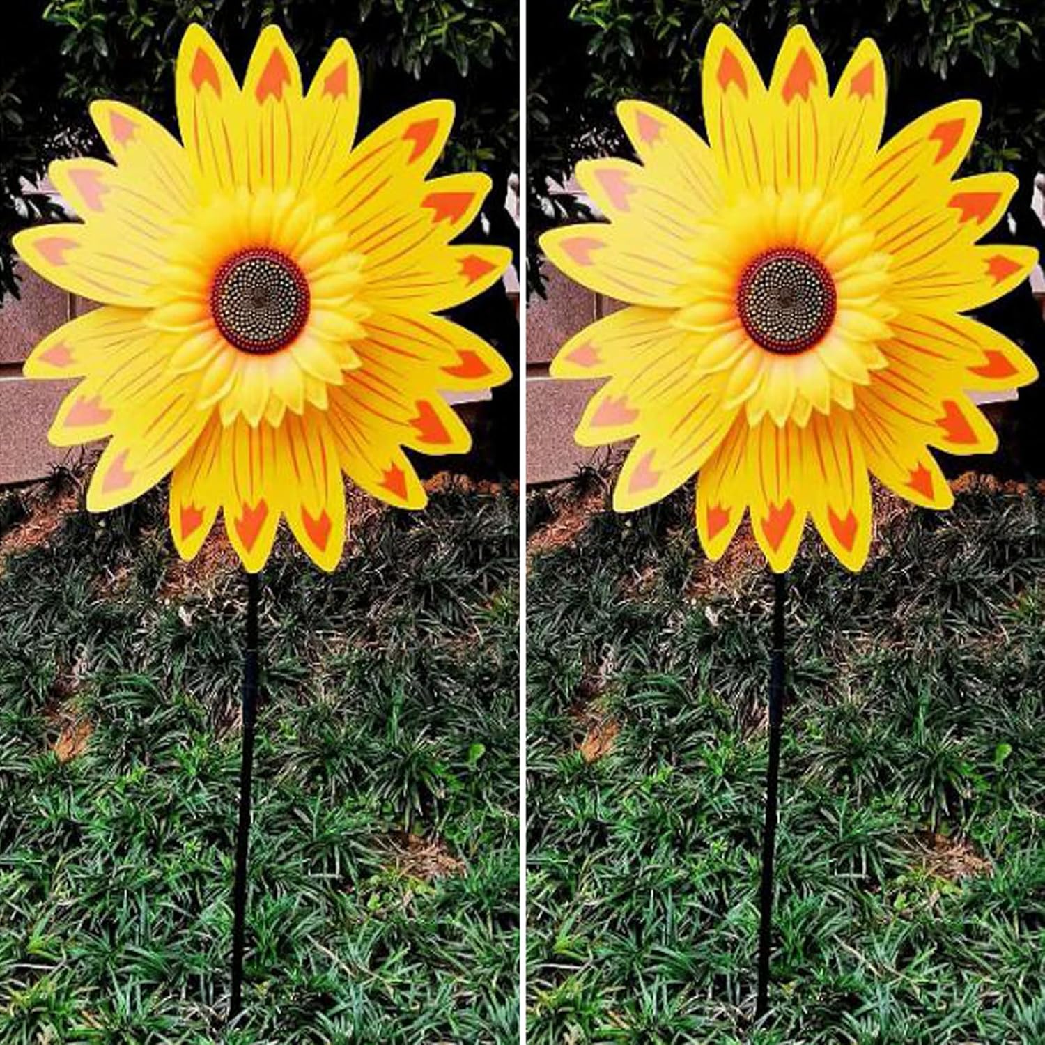 Amazon.com: Cute Sunflower Windmills Plastic Wind Spinners Yellow Daisy ...