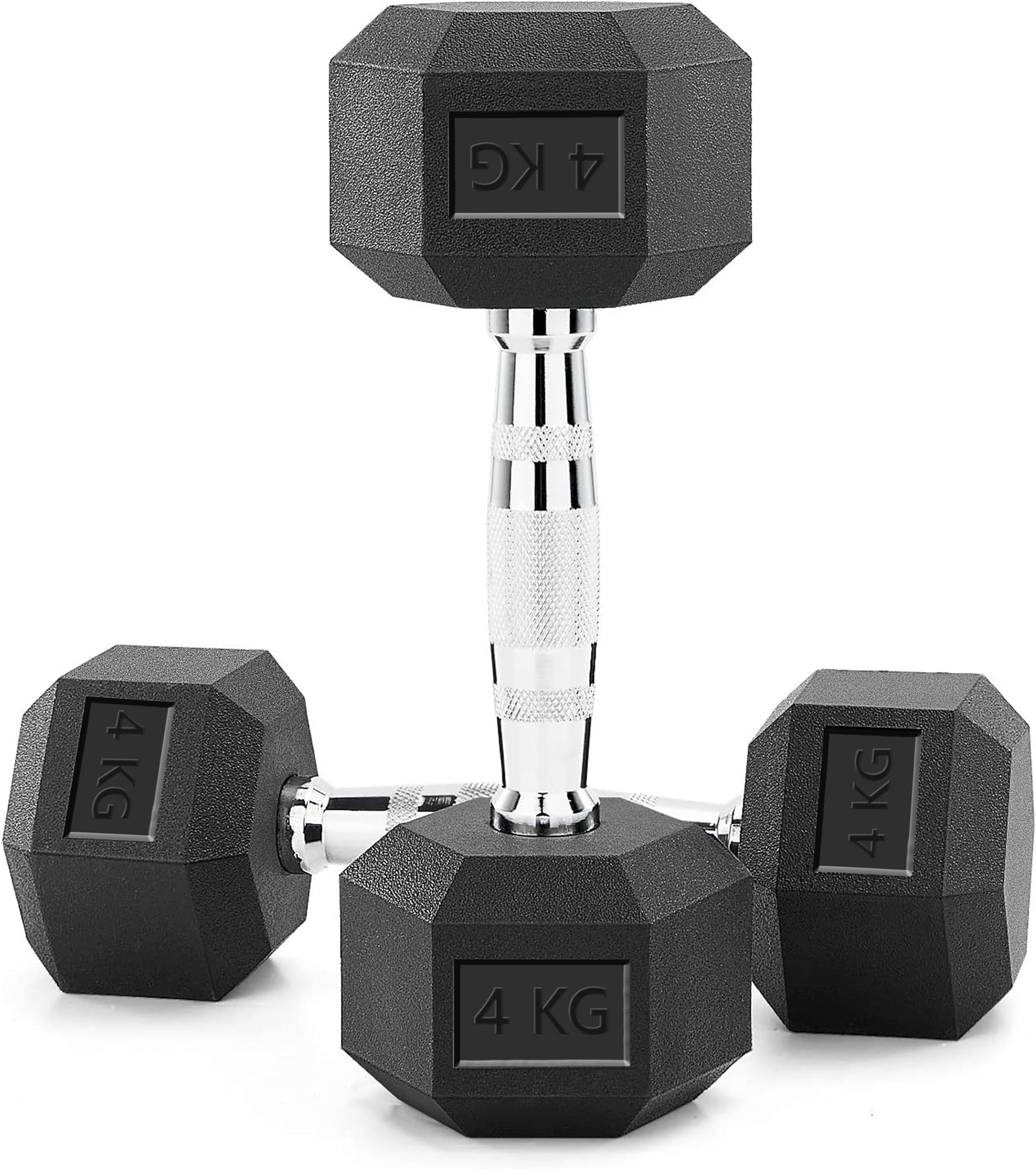 SKY LAND HEX Dumbbell - Rubber Coated Cast Iron Hexagonal Dumbbells ...