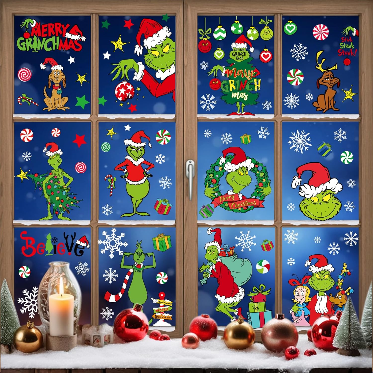 Amazon.com: Christmas Window Clings Xmas Decor - 90 PCS Reusable Double ...