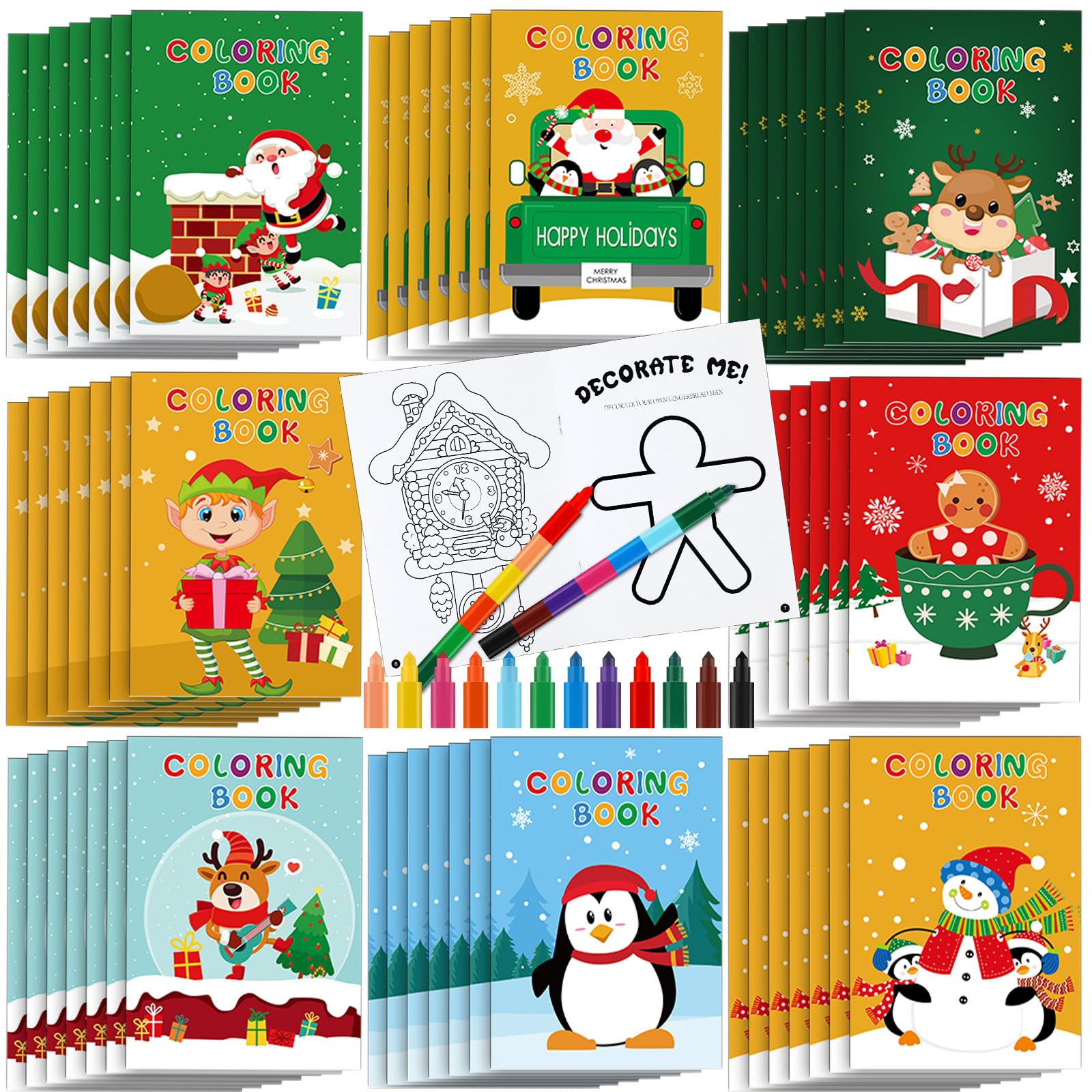 Amazon.com: Zhanmai 64 Pcs Christmas Coloring Book with Stacking ...