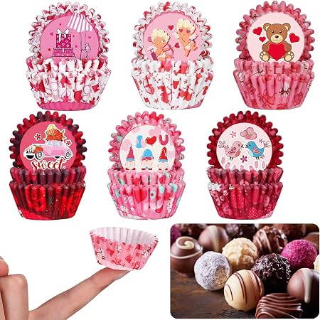 BinaryABC Red Heart Cupcake Liners Baking Cups,Valentine's Day Cake ...