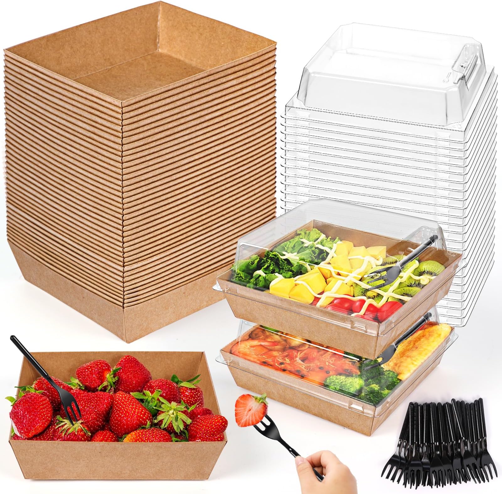 Amazon.com: 100 Pcs Paper Charcuterie Boxes with Clear Lids Disposable ...
