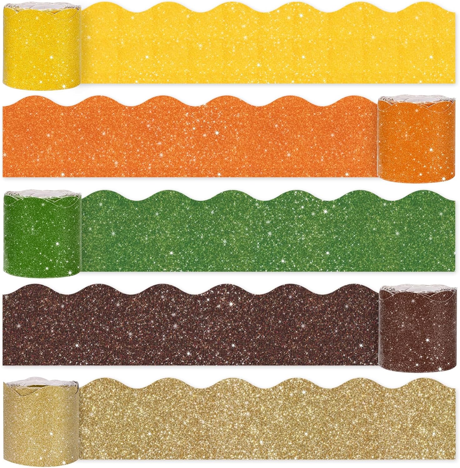 Amazon.com: Whaline 164Ft Glitter Fall Bulletin Board Borders 5 Rolls ...