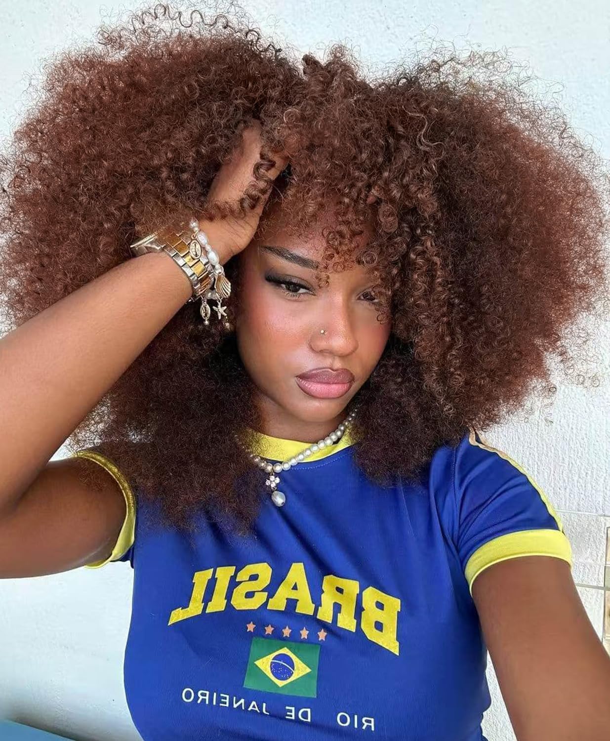 Amazon.com : HILYBAE 16 Inch Afro Curly Wigs for Black Women Afro Kinky ...