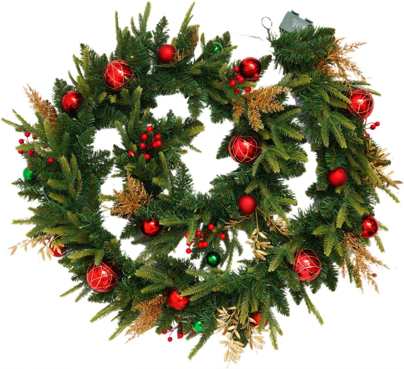 Amazon.com: Zearna 9 FT Pre-lit LED Christmas Garland with 20 Red Balls ...