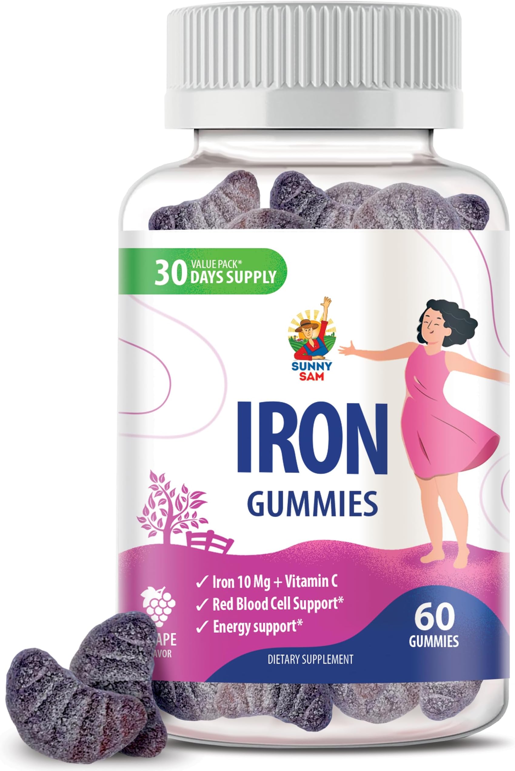 Amazon.com: SUNNY SAM Iron Gummies for Kids & Adults - Iron Vitamins ...