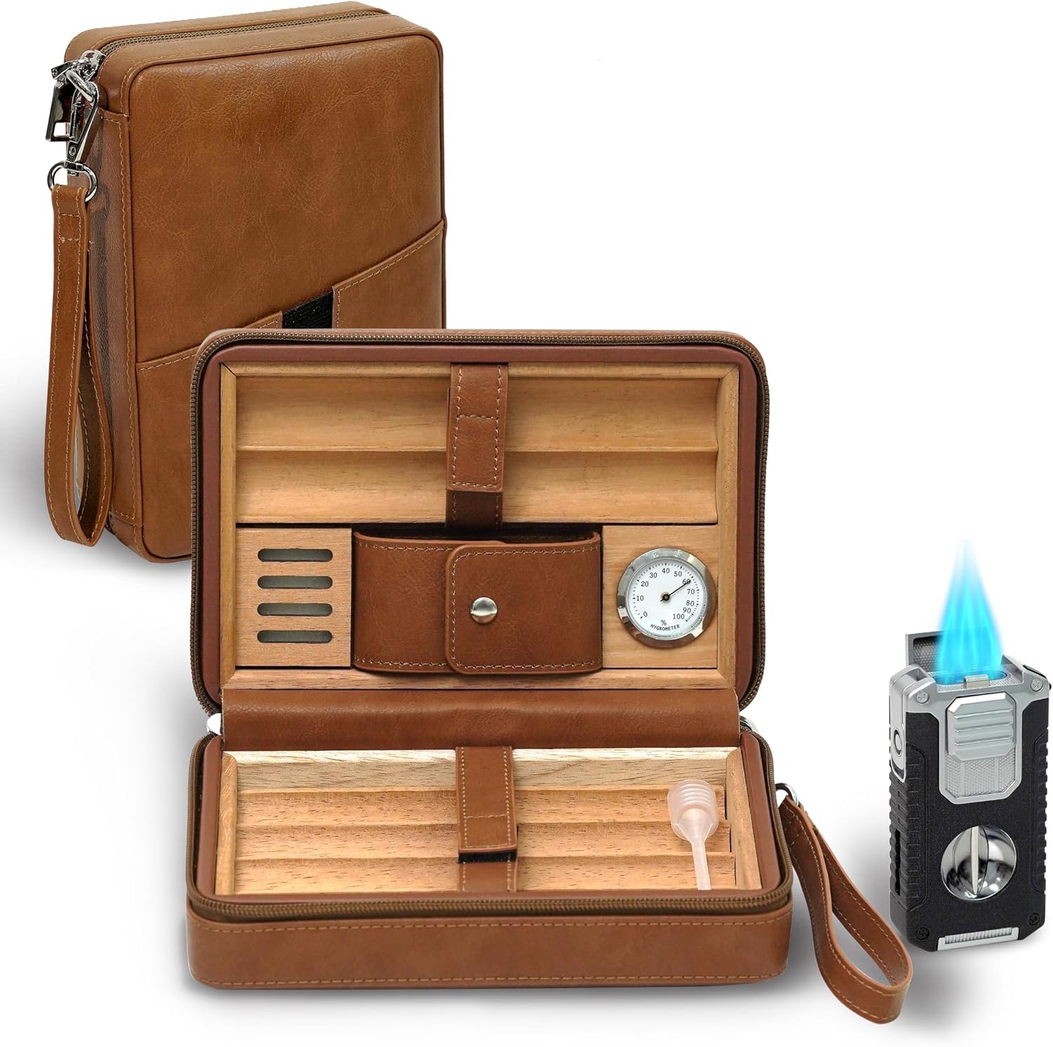 Amazon.com: OHHLION Portable Leather Travel Case – Cedar Wood Lined ...