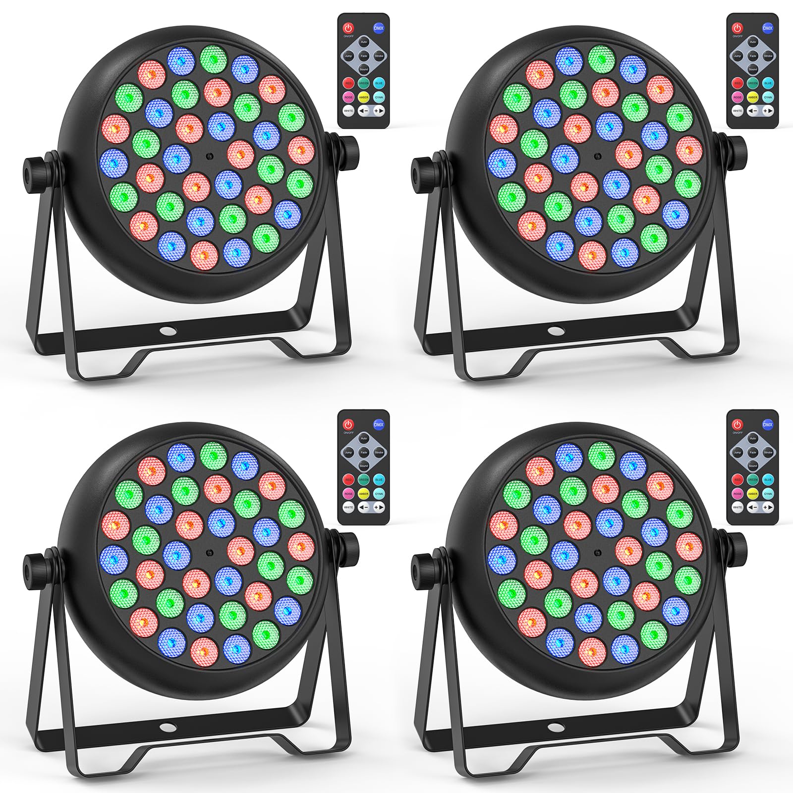 Erreyht 4 PCS RGB 36 LED Par Can Lights, 36W LED Stage Light with ...