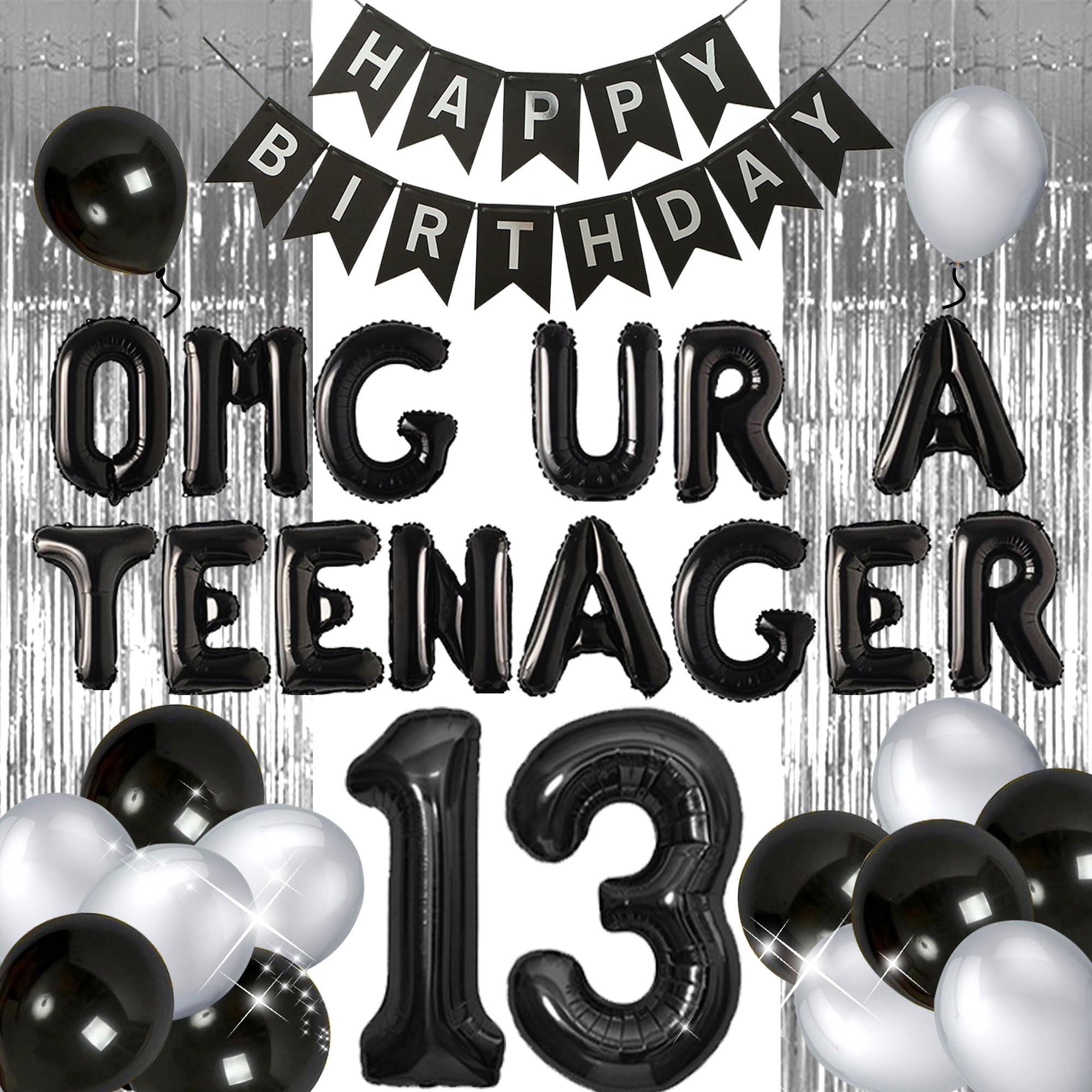 Amazon.com: LaVenty Black 13 Year Old Girl Birthday Decorations ...