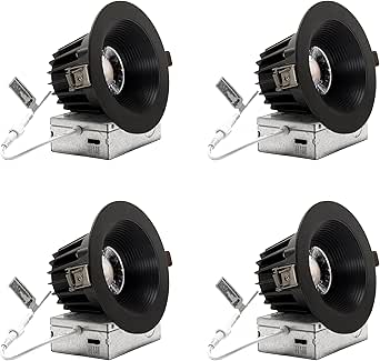 YUURTA 4-Inch 12W Deep Anti Glare Baffle Black Recessed Ceiling LED ...
