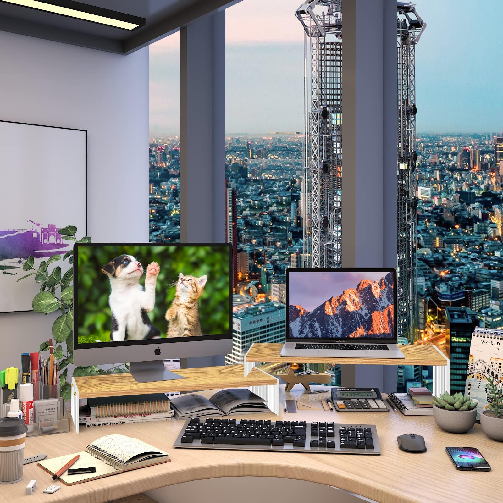 Snapklik.com : YGYQZ Acrylic Dual Monitor Riser For Desk, 2 Tier ...