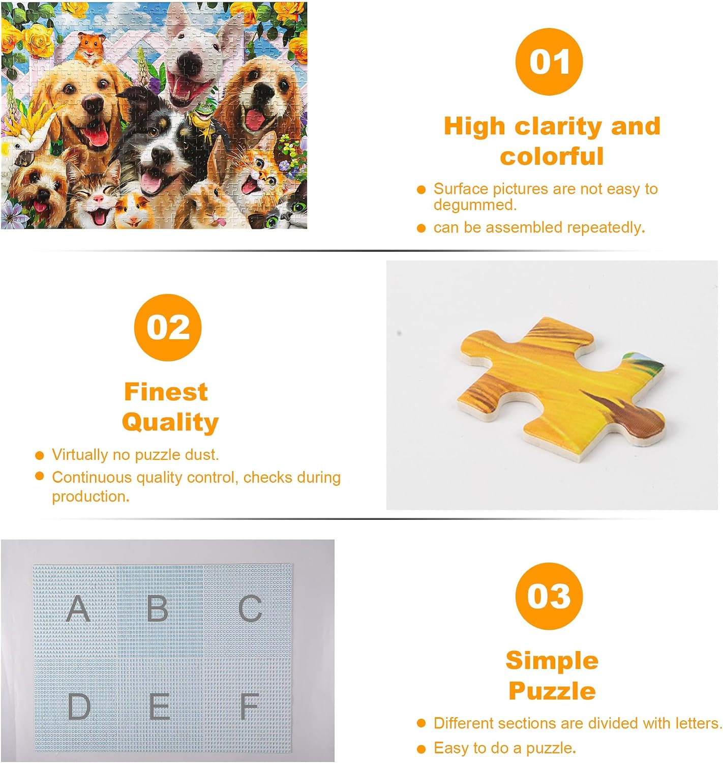Jigsaw Puzzles for Adult 1000 Piece, Happy Pets - Thick, Sturdy Pieces ...