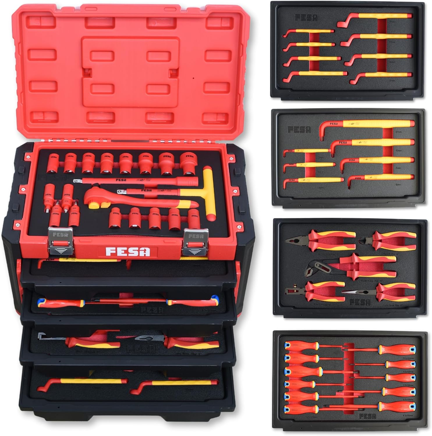 FESA Electrician Insulated Tool Set - 52-Piece 1000V Insulated Tool Kit ...