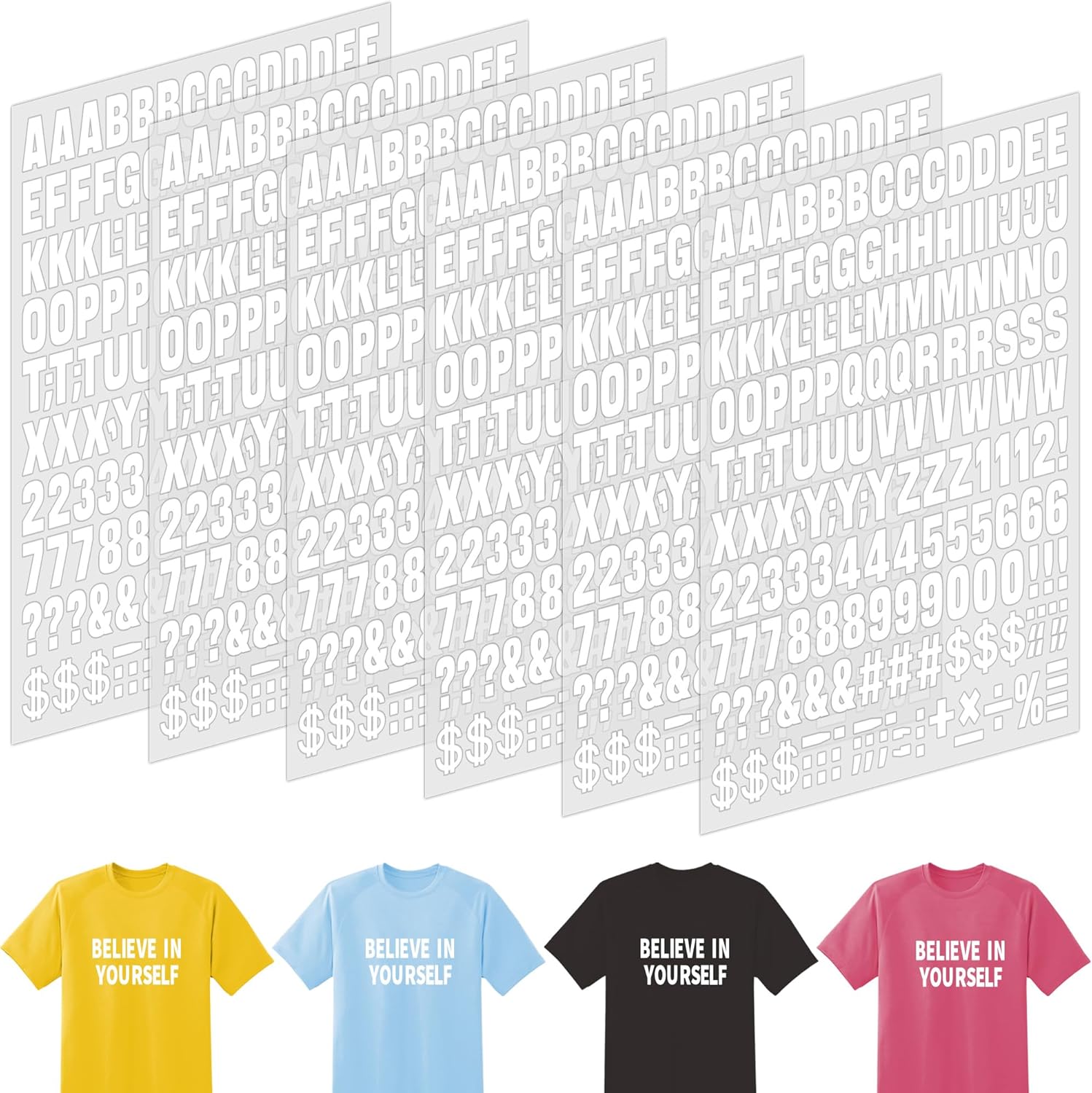Amazon.com: 12 Sheets 2088 Pieces Iron on Letters for Clothing,1Inch ...