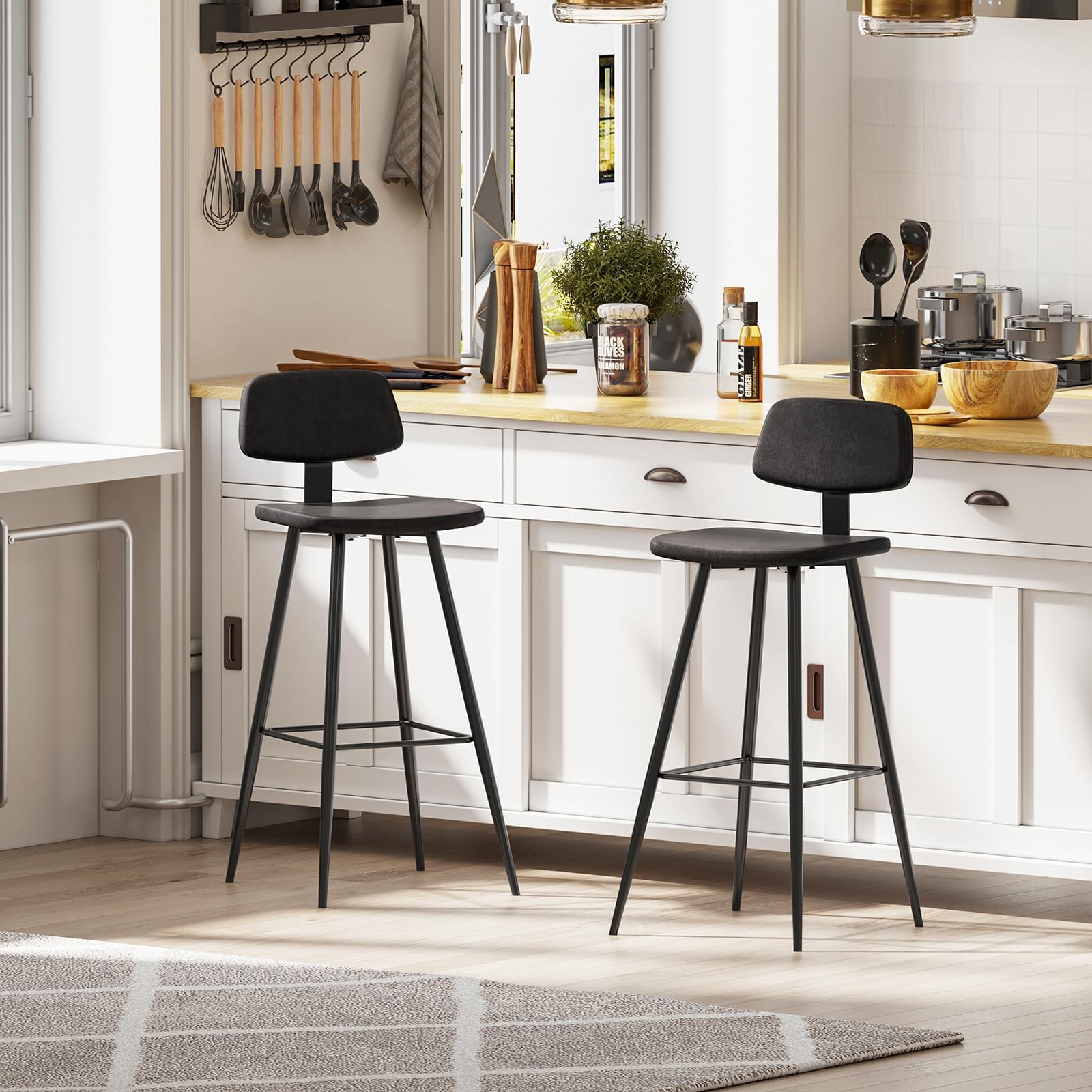 IKEA STIG bar Stool with backrest, 63 cm, Black/Black : Amazon.co.uk ...